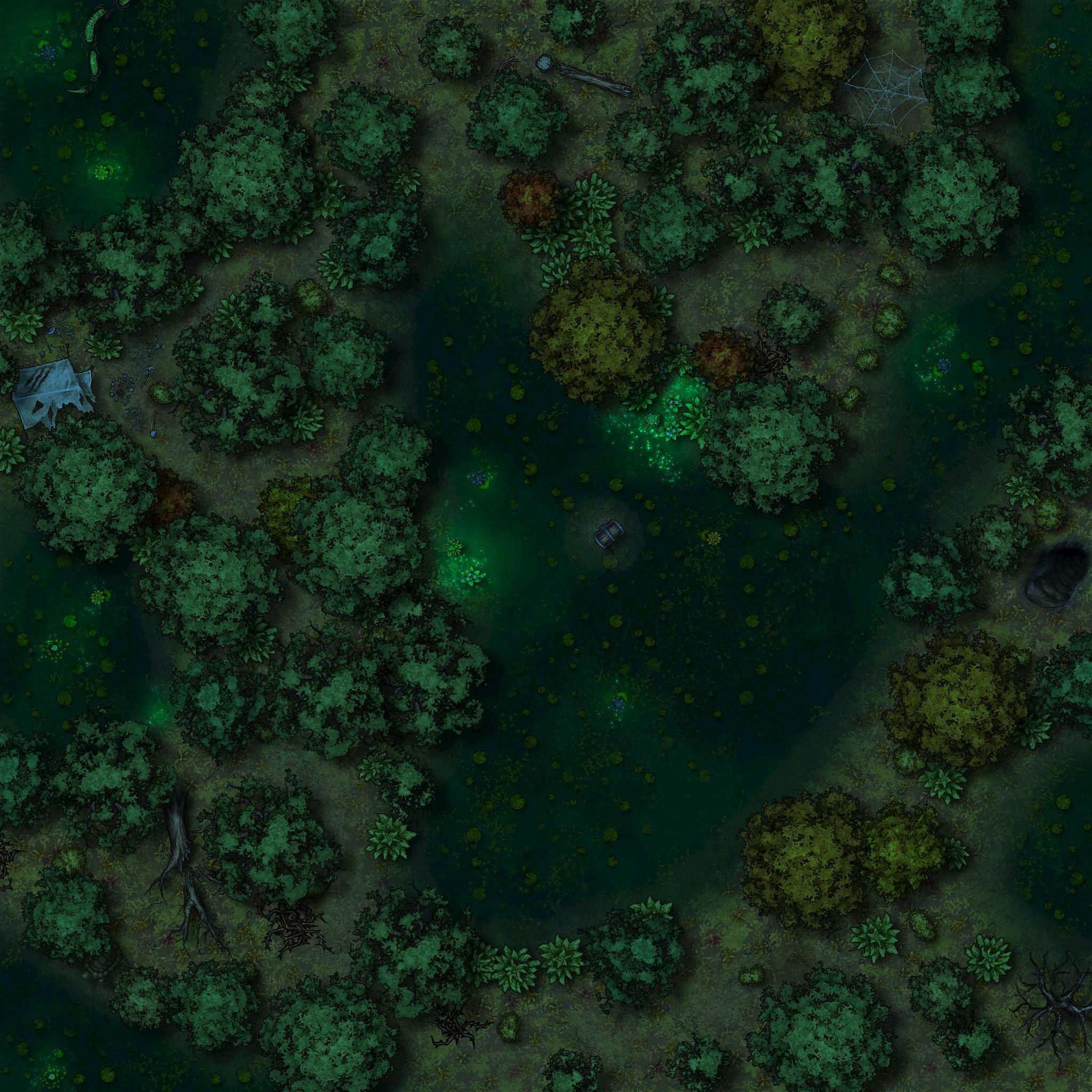 Swamp Battlemap (night) | Inkarnate - Create Fantasy Maps Online
