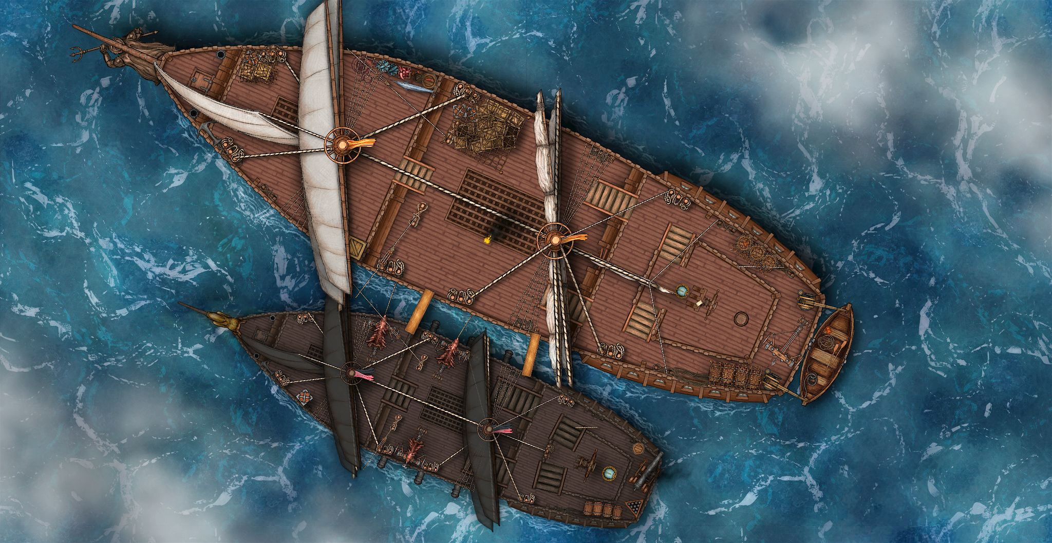 Black sails - pirate ship boarding a galleon | Inkarnate - Create ...