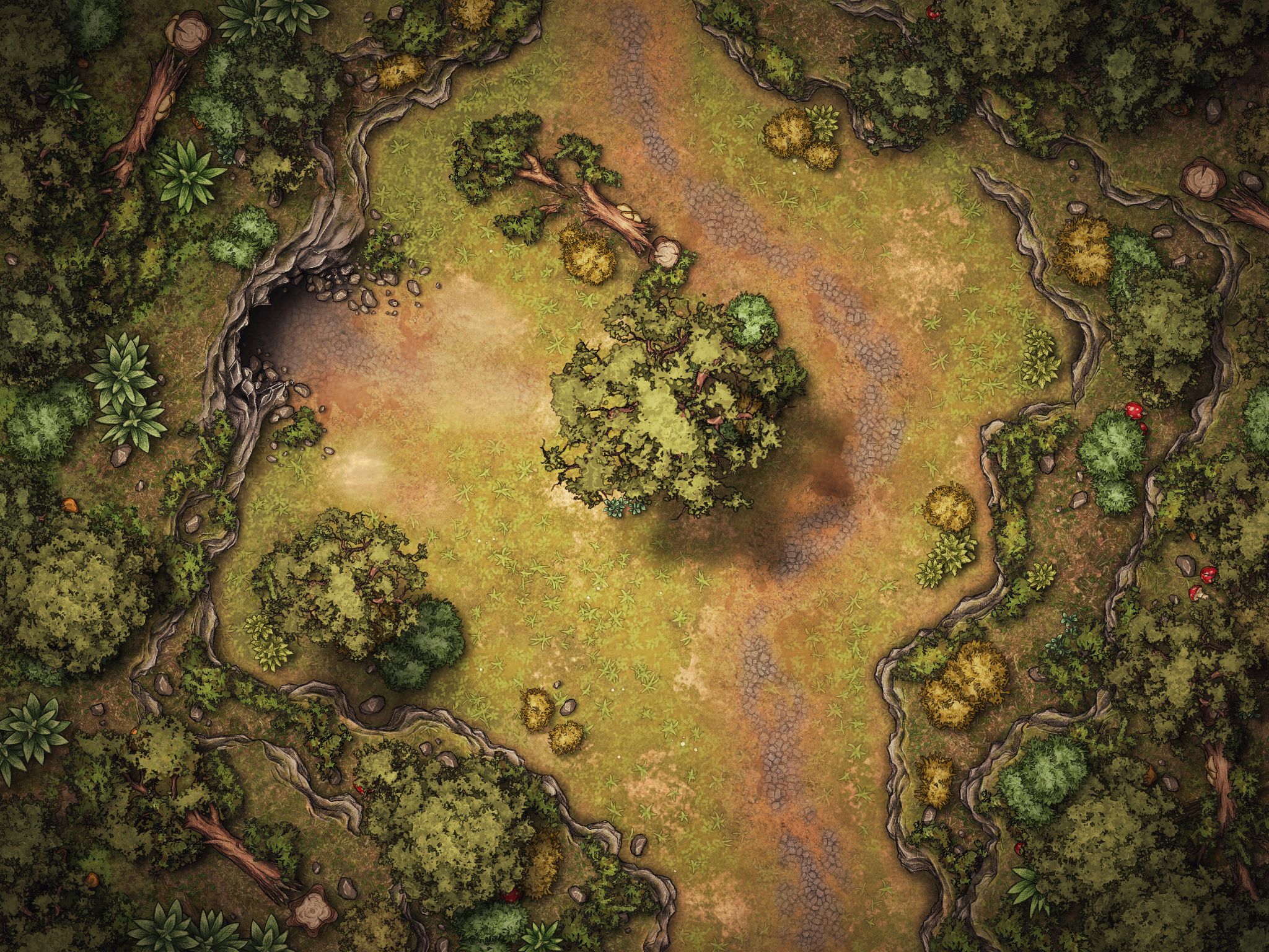Cave Entrance Battlemap (Evening) | Inkarnate - Create Fantasy Maps Online