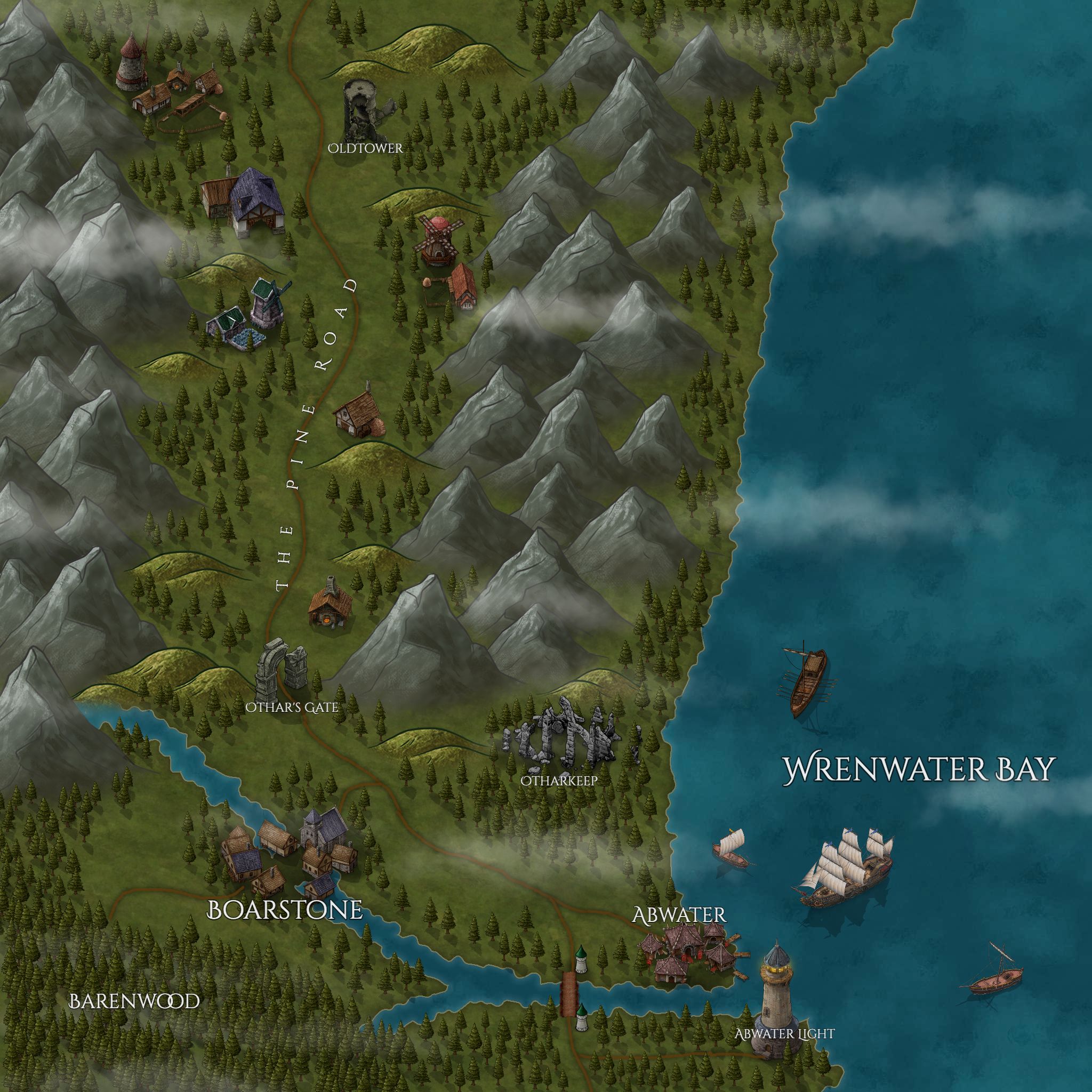 Pine Vale with labels | Inkarnate - Create Fantasy Maps Online