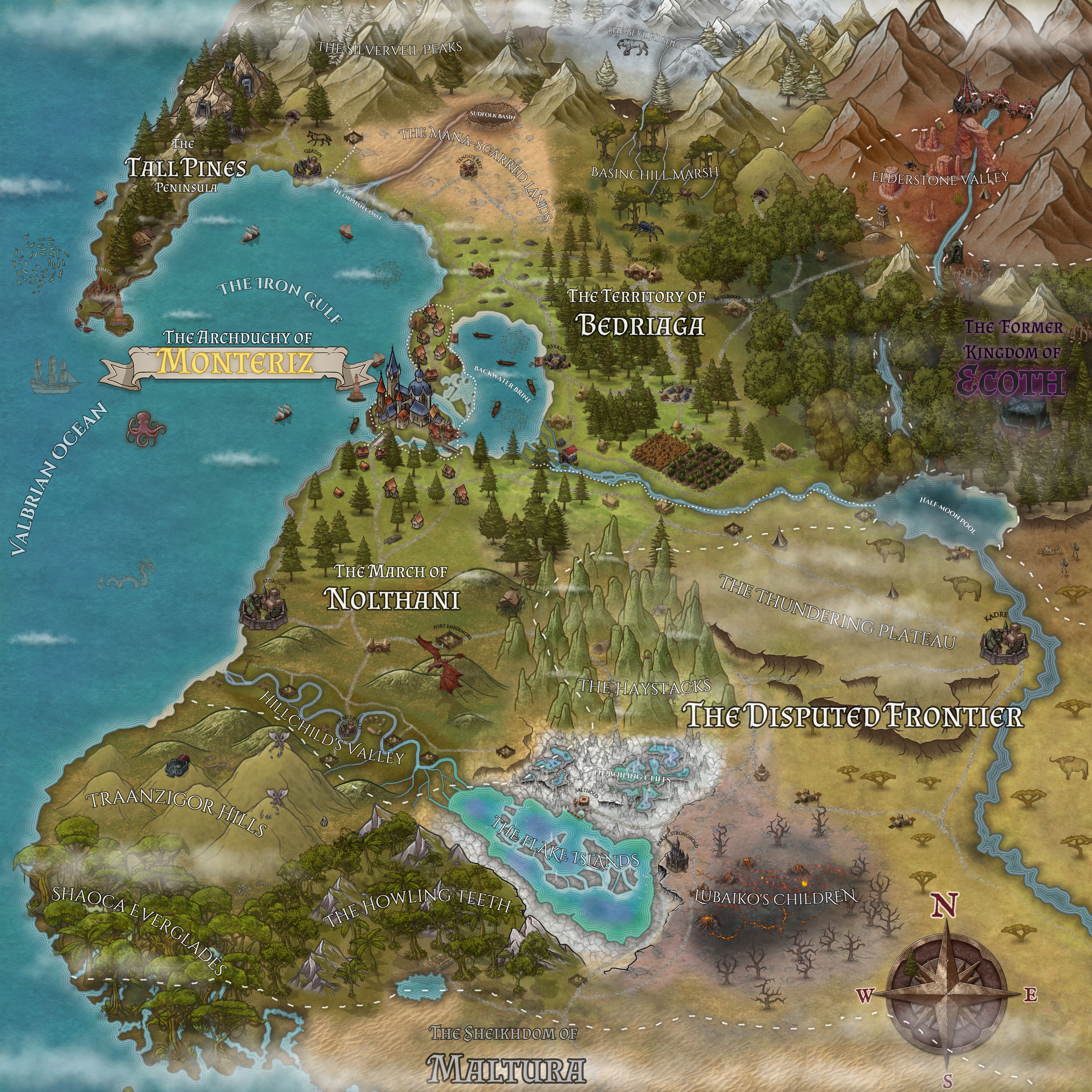 Monteriz World Map Flat | Inkarnate - Create Fantasy Maps Online