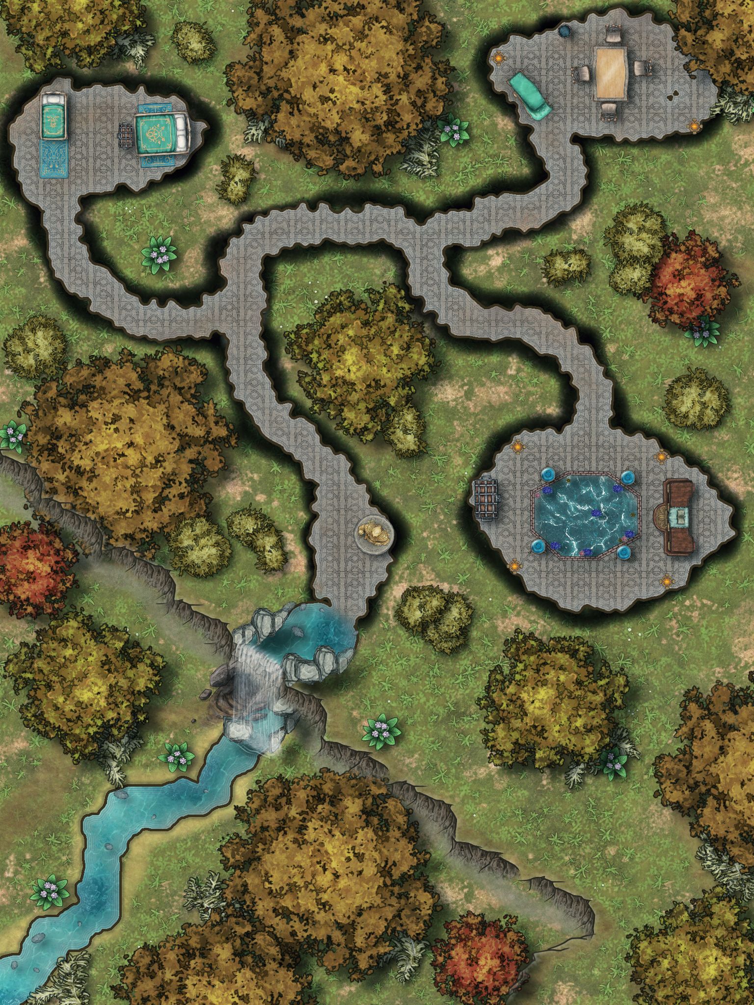 Under the waterfall | Inkarnate - Create Fantasy Maps Online