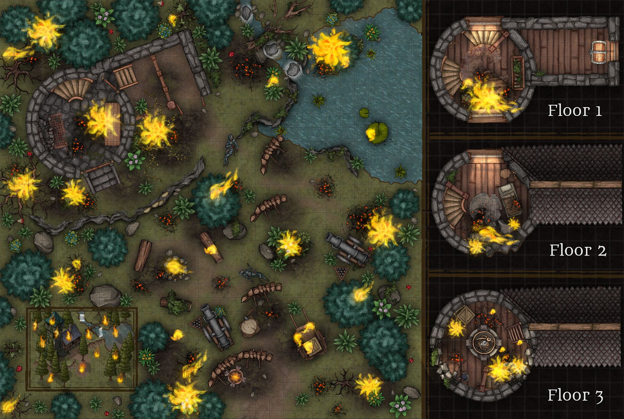 The Tower In Flames | Inkarnate - Create Fantasy Maps Online