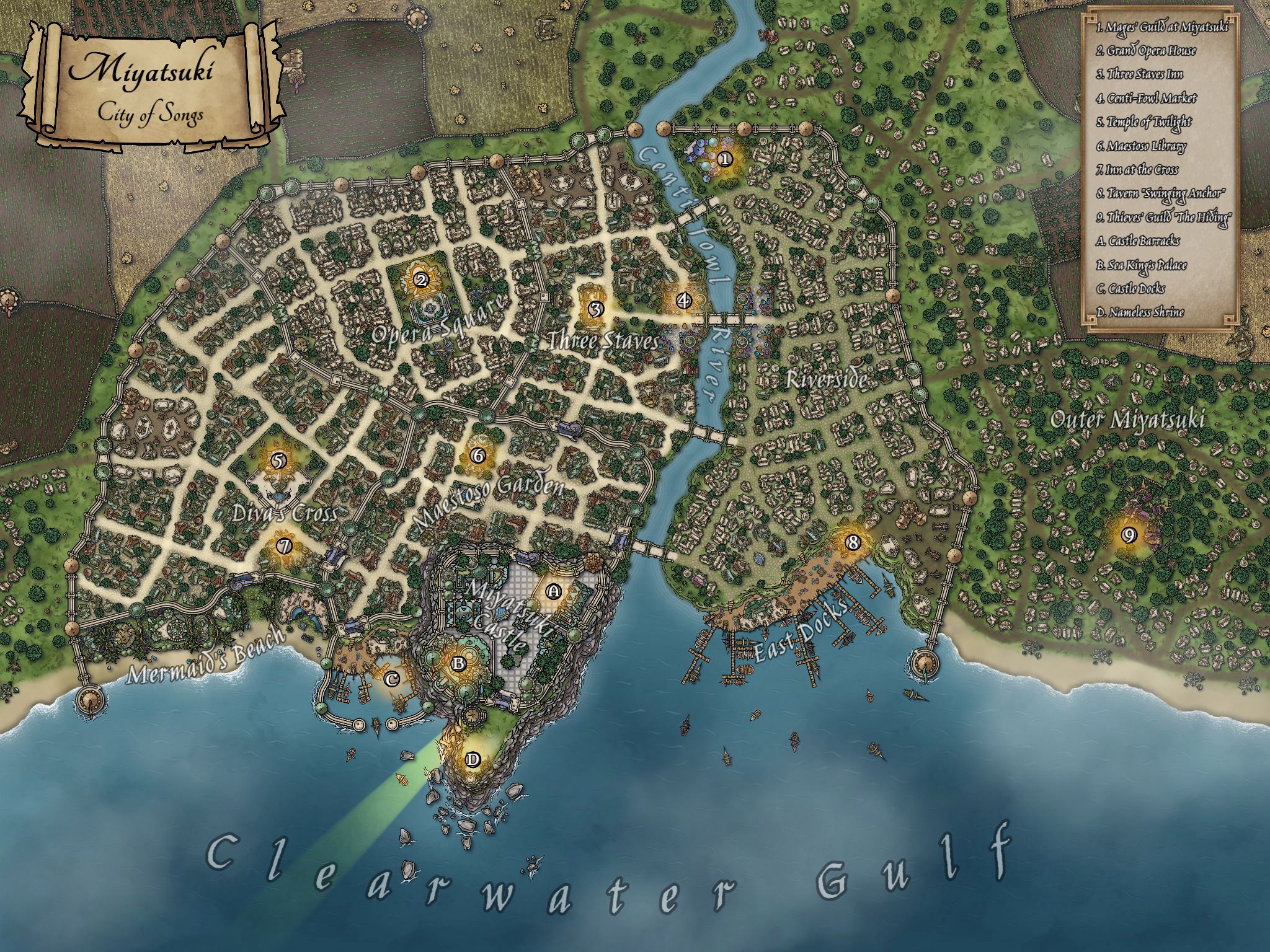 Miyatsuki - City of Songs | Inkarnate - Create Fantasy Maps Online