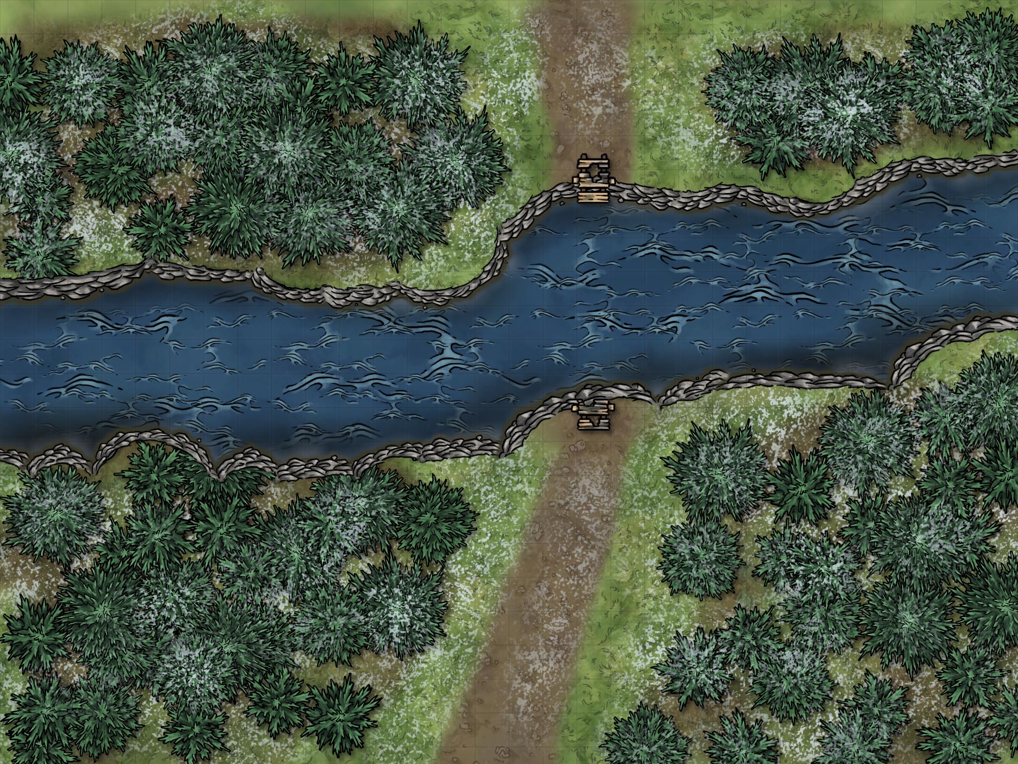 River Crossing Snow | Inkarnate - Create Fantasy Maps Online