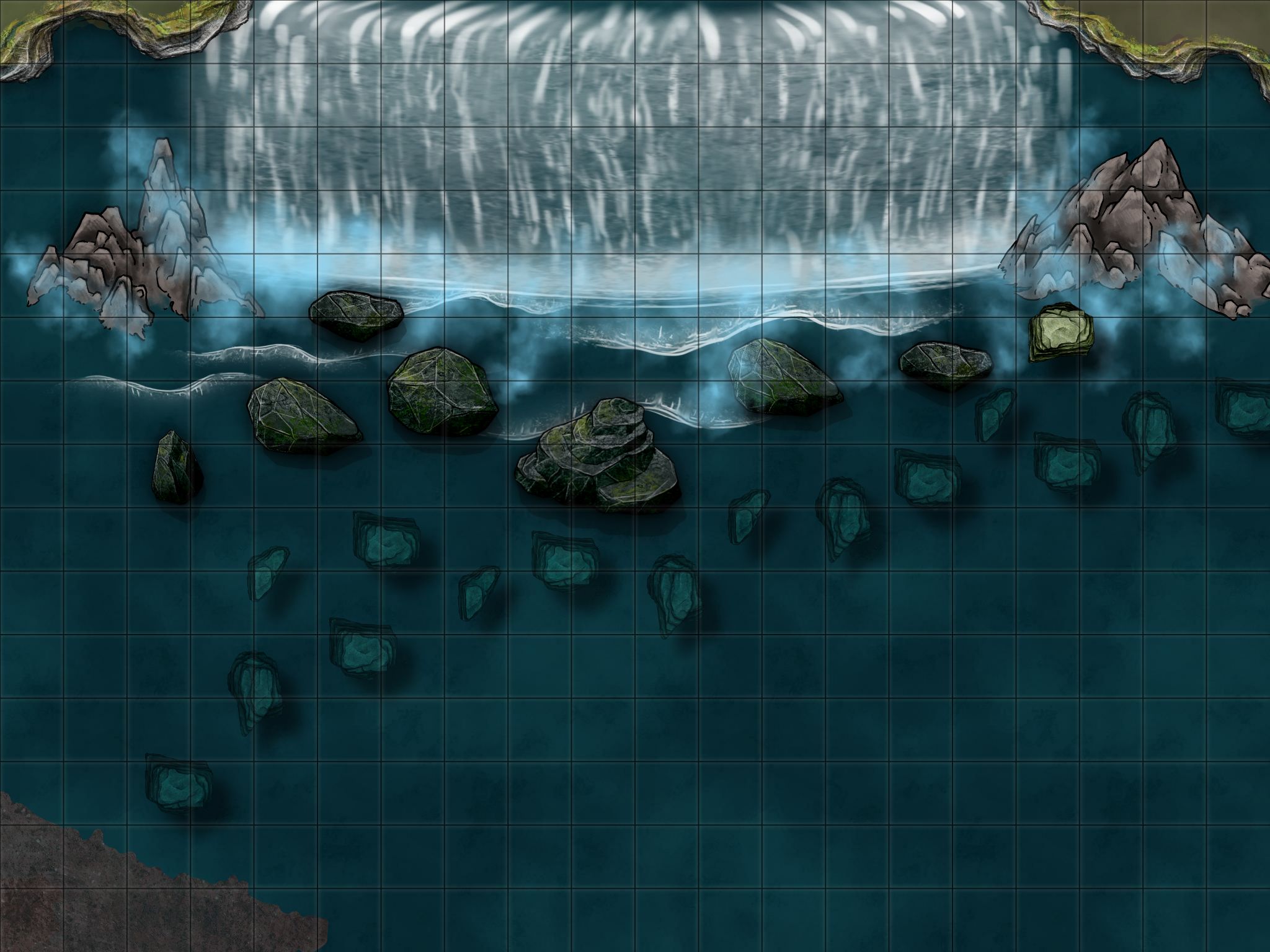 Waterfall Lagoon/King Crab Battlemap | Inkarnate - Create Fantasy Maps ...