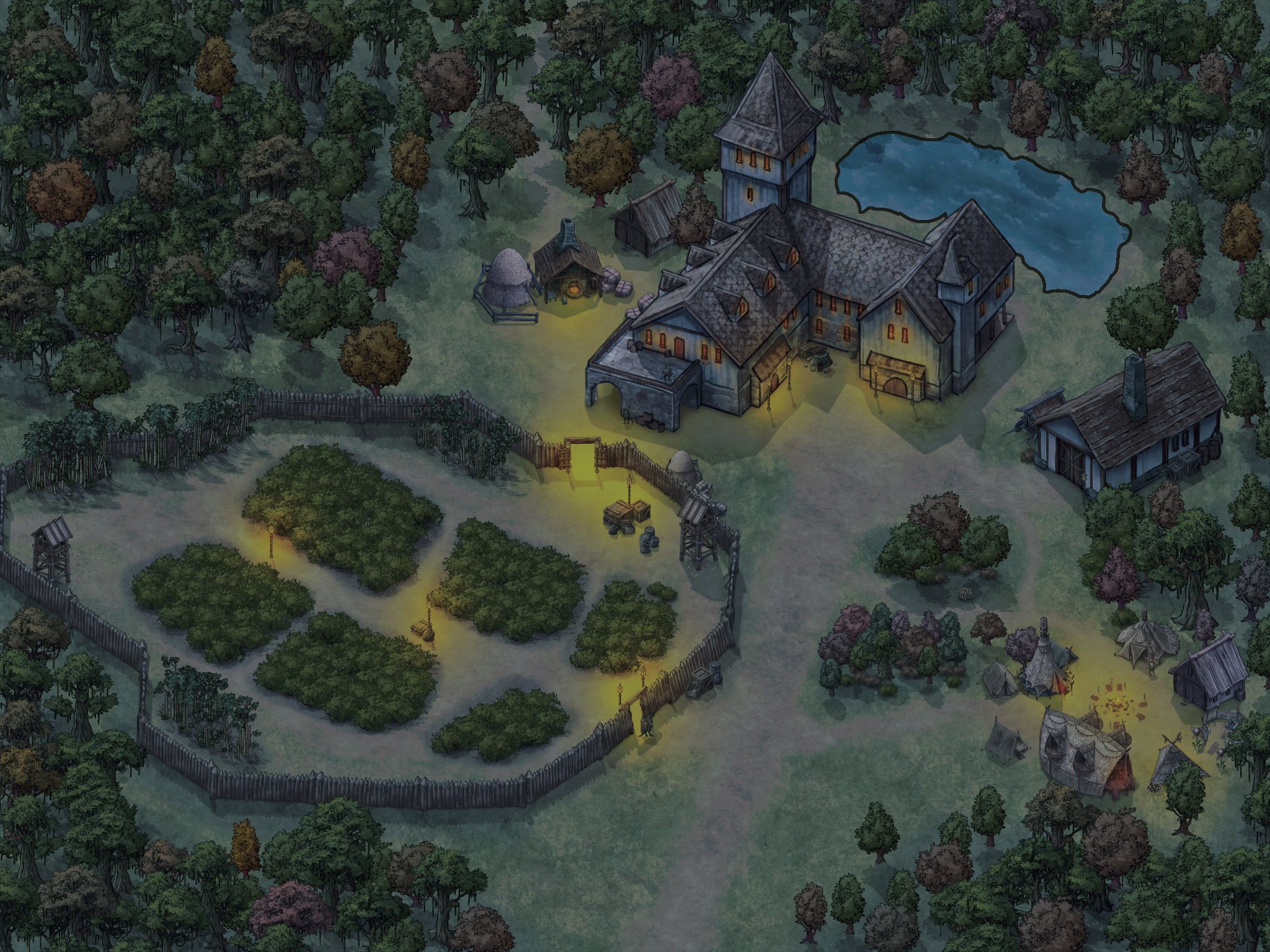 Sweetbay Estate - Night | Inkarnate - Create Fantasy Maps Online