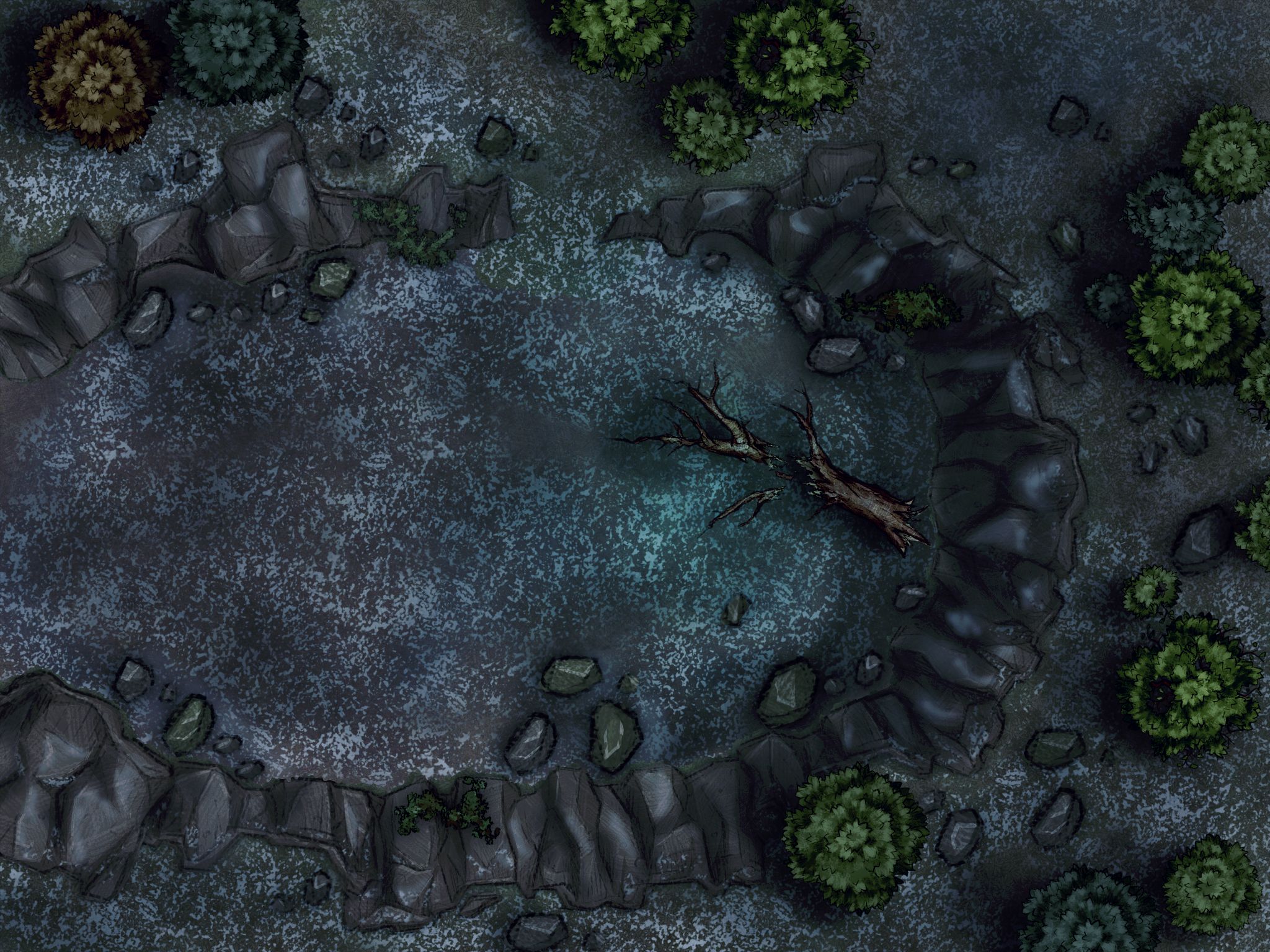 Mountain Climb Crater - Night | Inkarnate - Create Fantasy Maps Online