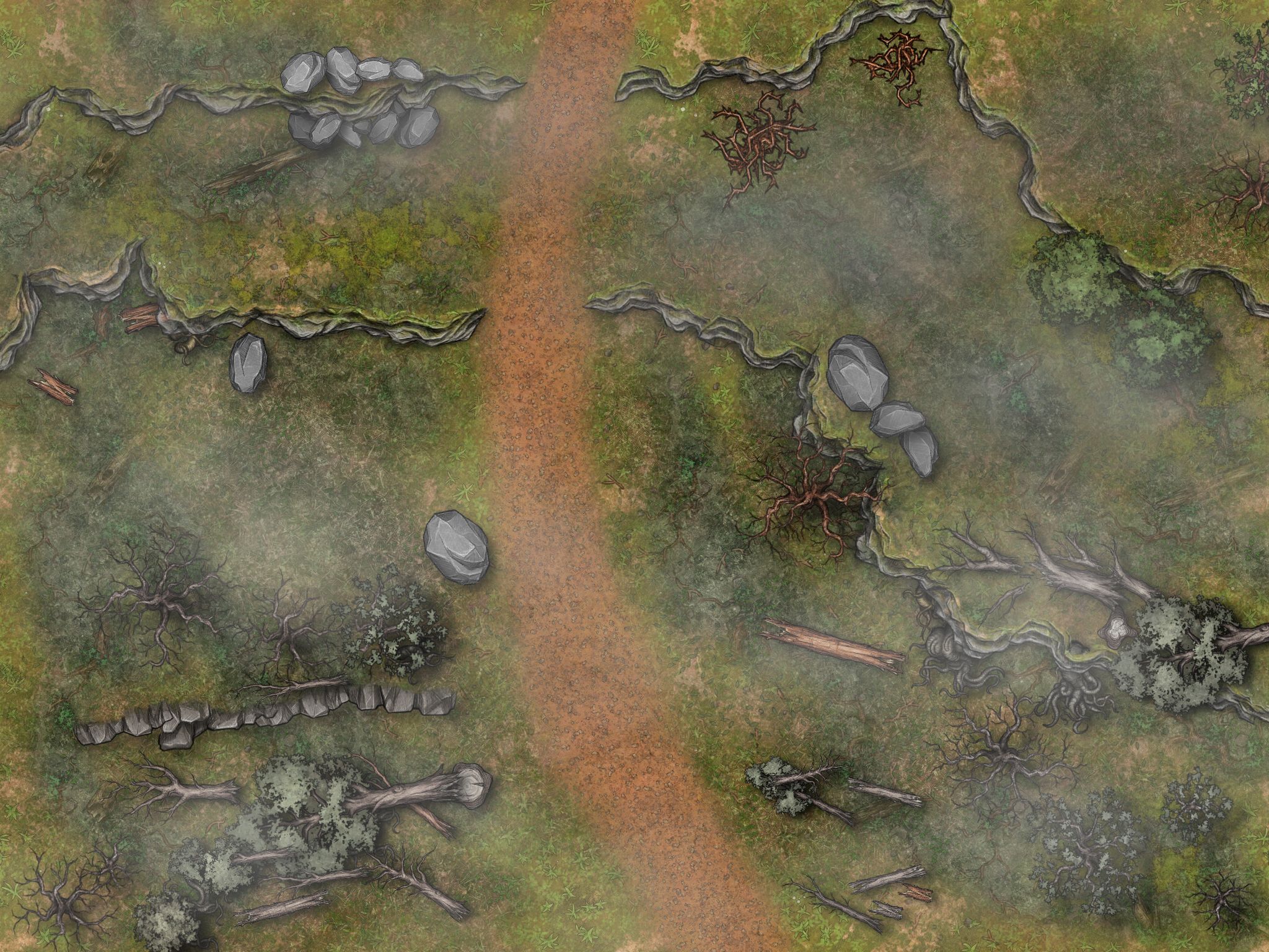 Road in the Mists Battlemap | Inkarnate - Create Fantasy Maps Online