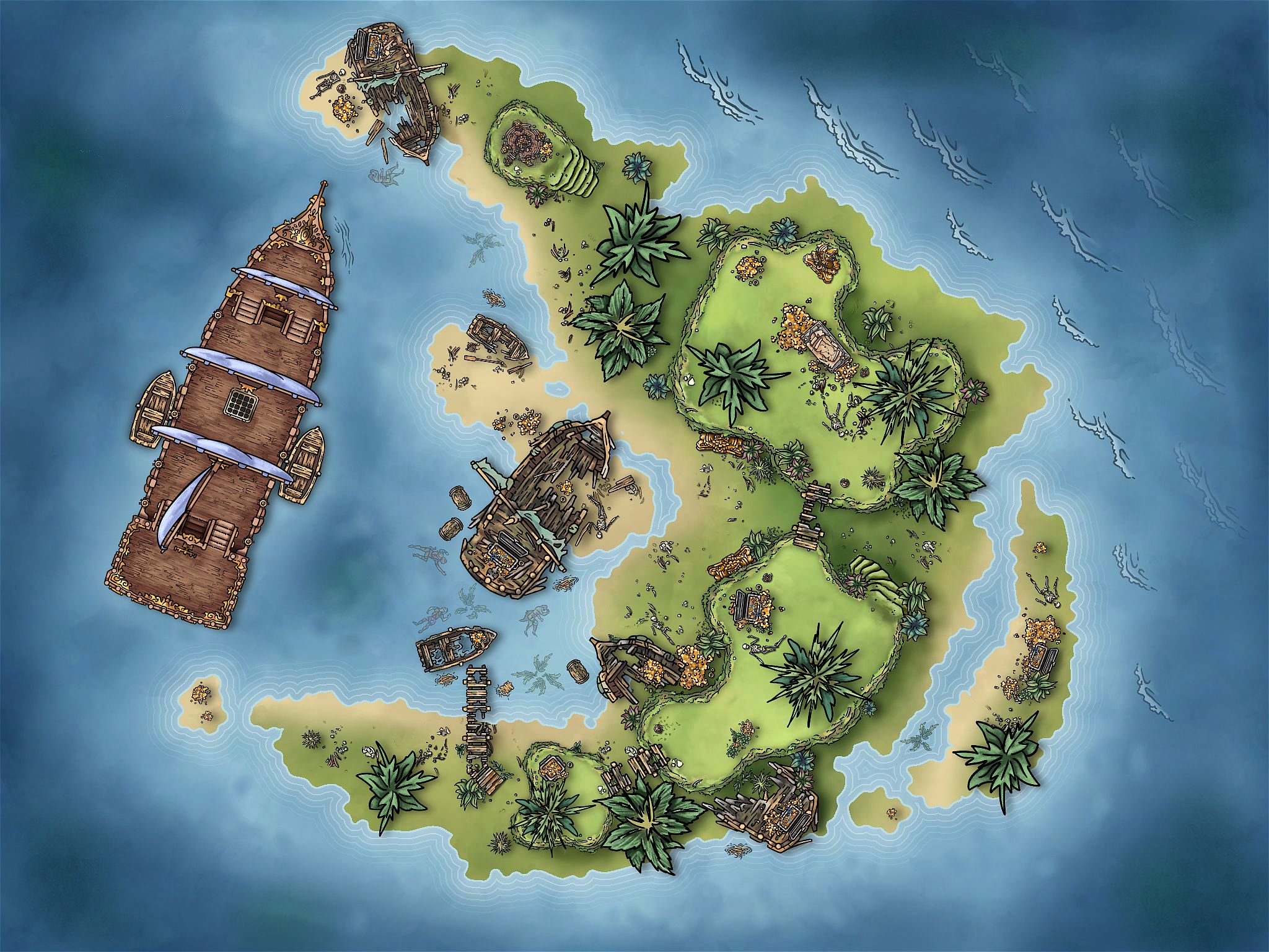 Greed Island, Cursed Treasure, Pirates | Inkarnate - Create Fantasy ...