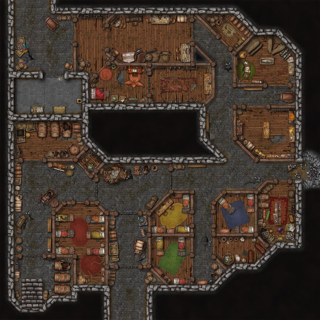 Underground Gang Hideout 30 x 30 | Inkarnate - Create Fantasy Maps Online