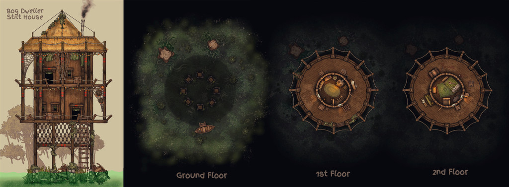 Bog Dweller Stilt House | Inkarnate - Create Fantasy Maps Online