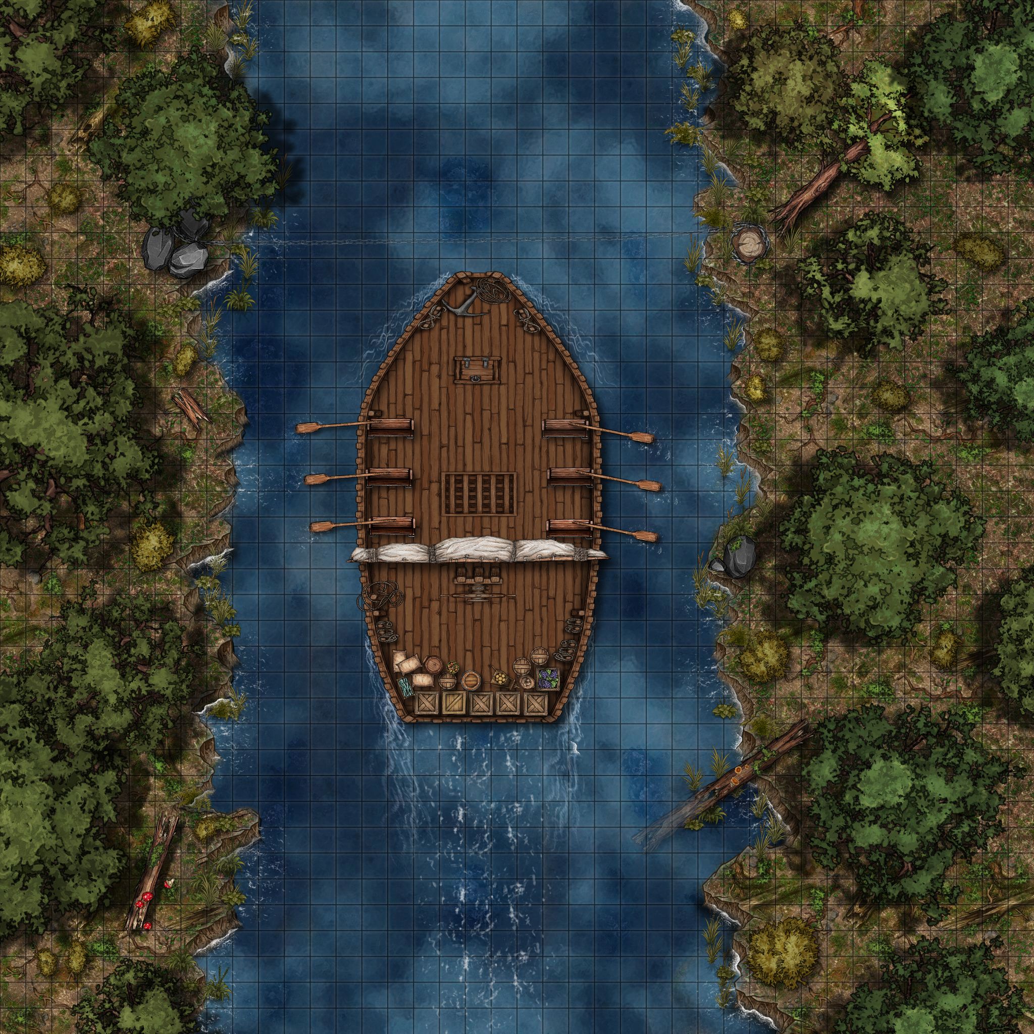 river boat ambush | Inkarnate - Create Fantasy Maps Online