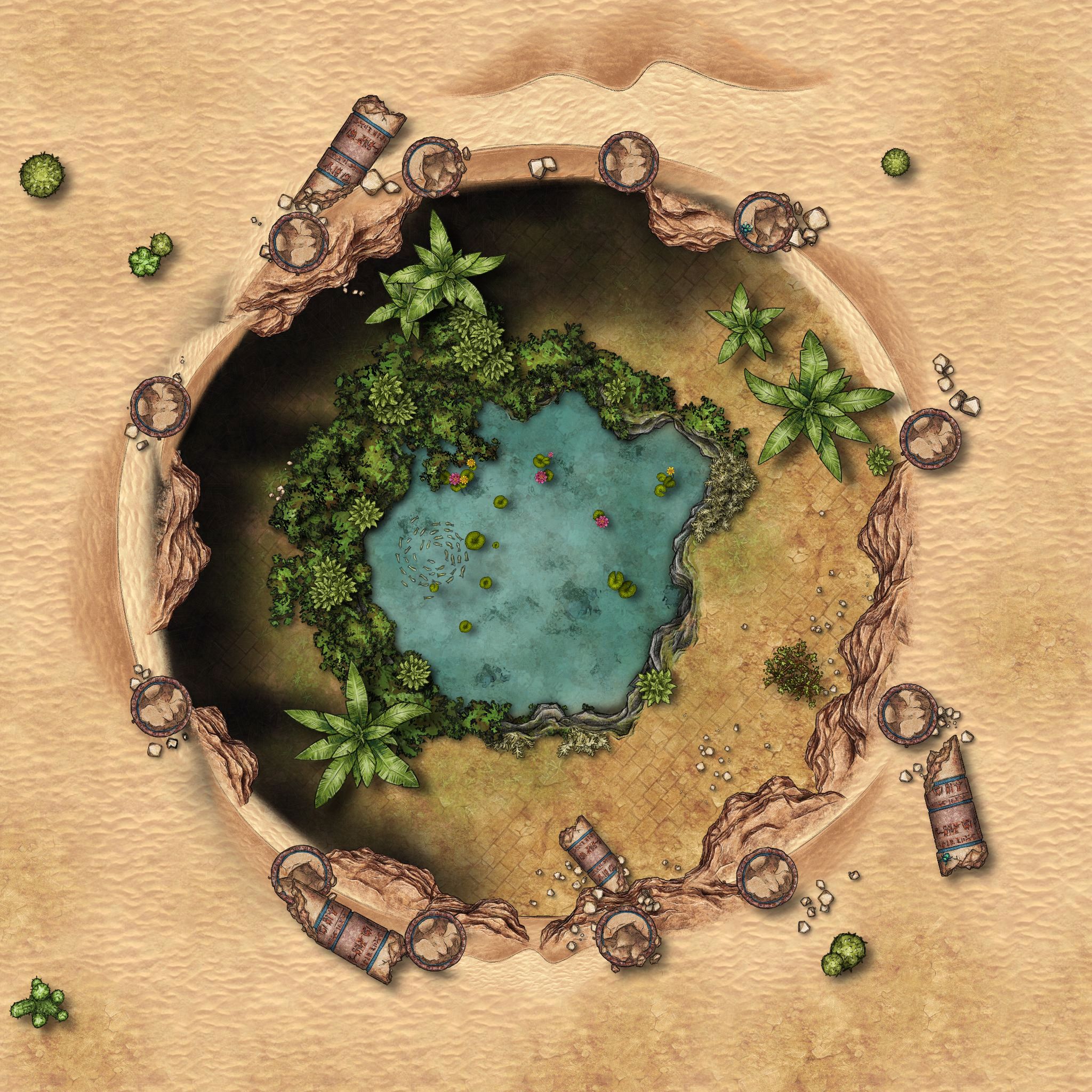 Desert Sinkhole Oasis | Inkarnate - Create Fantasy Maps Online