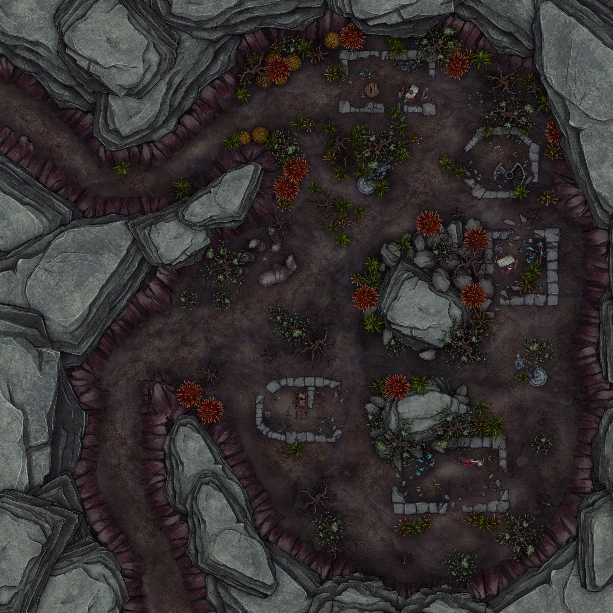 Mind Flayer Caverns 3/9 | Inkarnate - Create Fantasy Maps Online