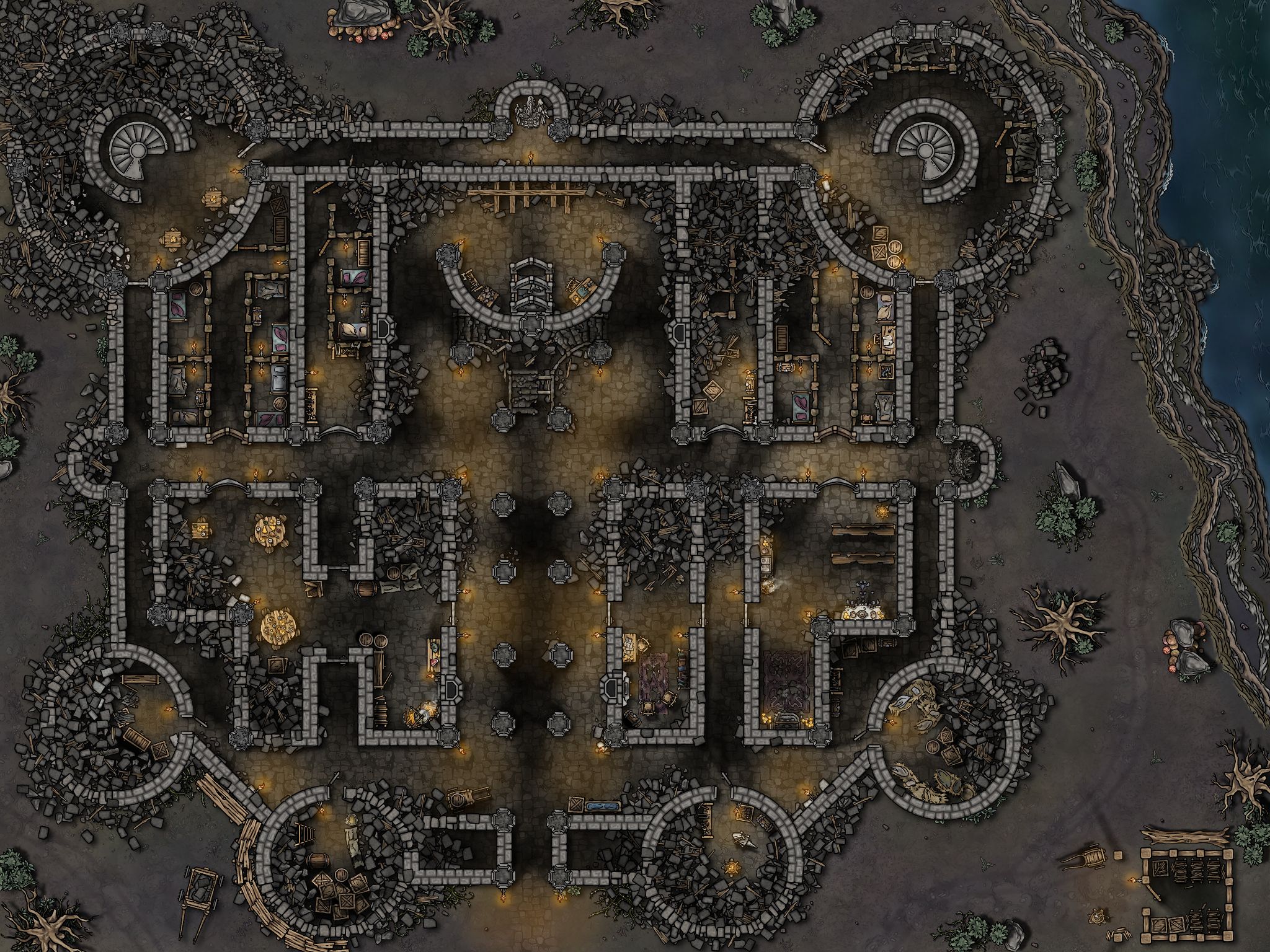 Ruins of Echrul - Main floor (dark) | Inkarnate - Create Fantasy Maps ...