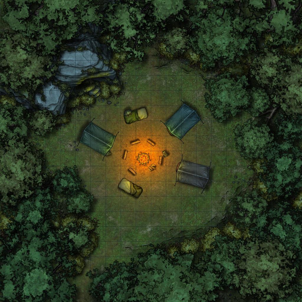 Campground Battlemap Night | Inkarnate - Create Fantasy Maps Online