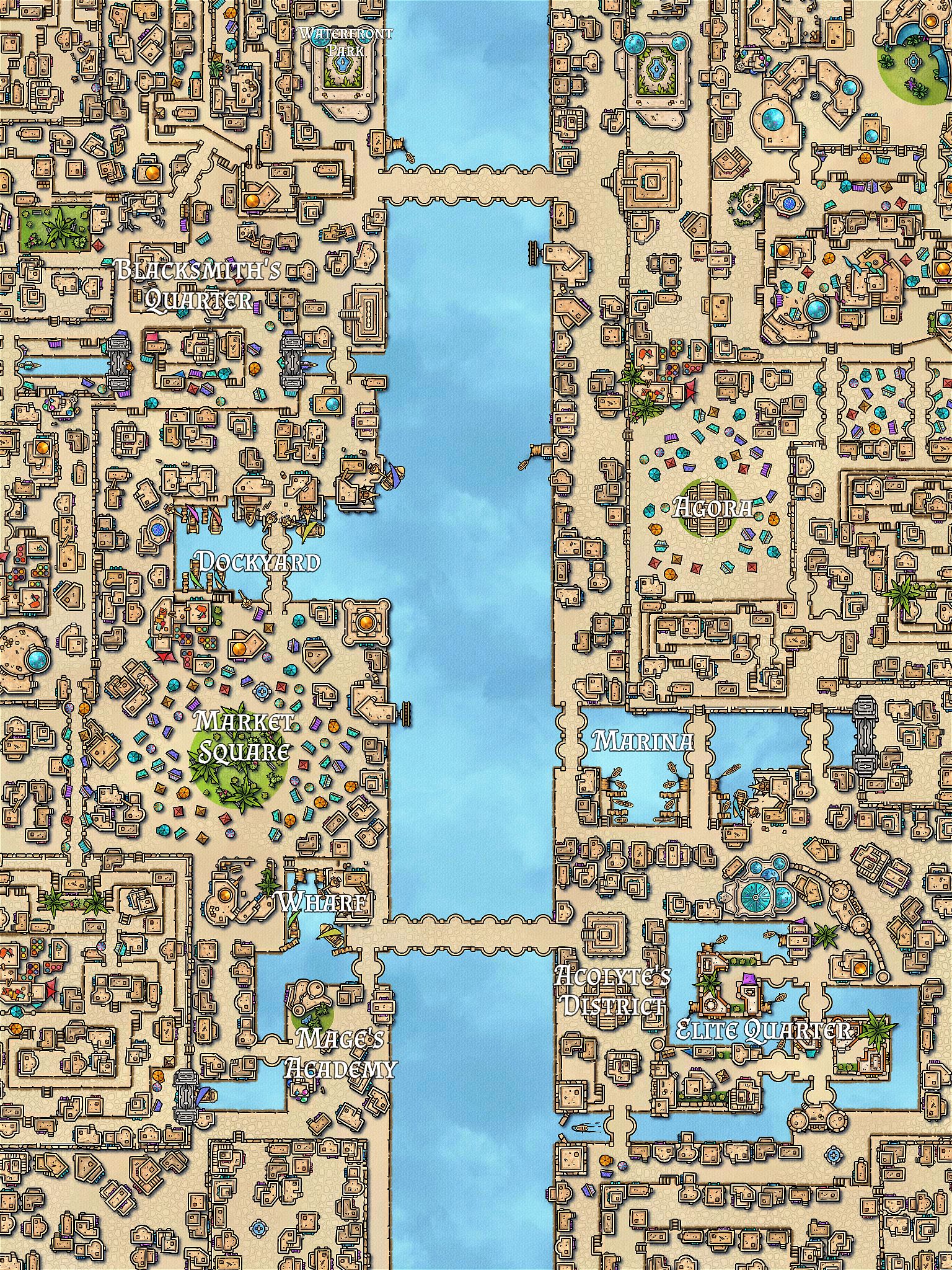 Waterside Districts of Umm Qahok | Inkarnate - Create Fantasy Maps Online
