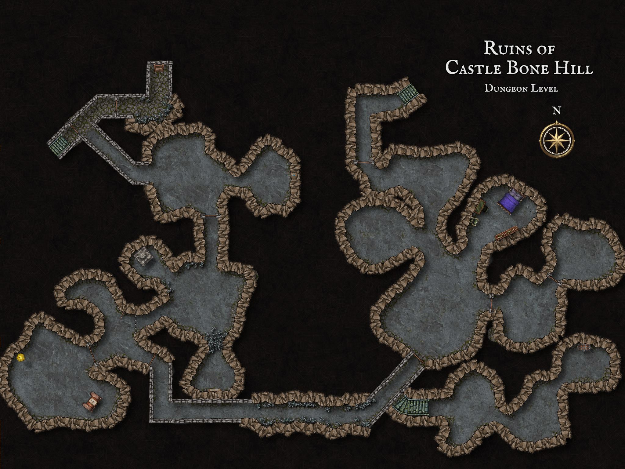Bone Hill Castle Ruins, Dungeon Level | Inkarnate - Create Fantasy Maps ...
