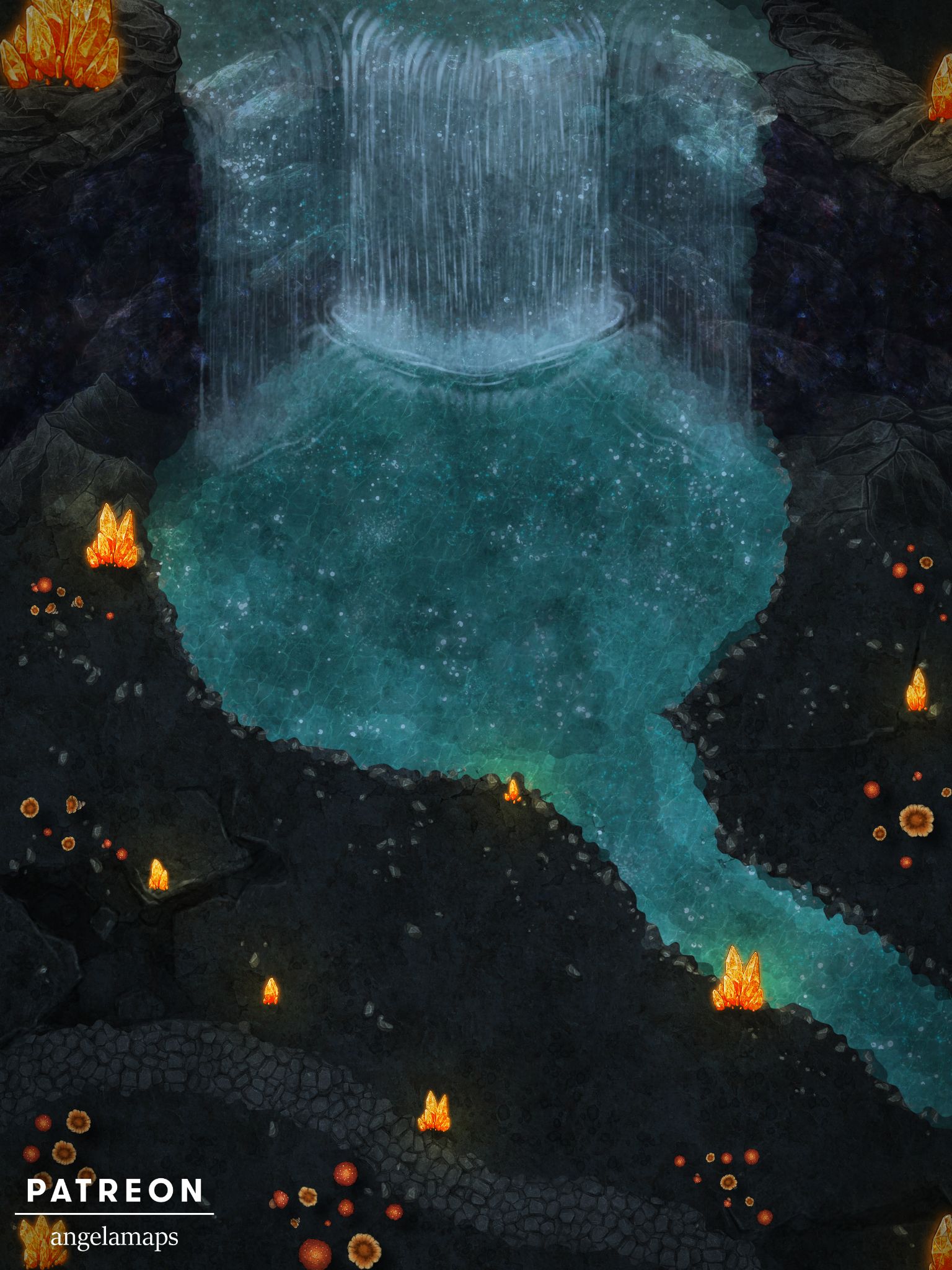 Underdark Waterfall | Inkarnate - Create Fantasy Maps Online