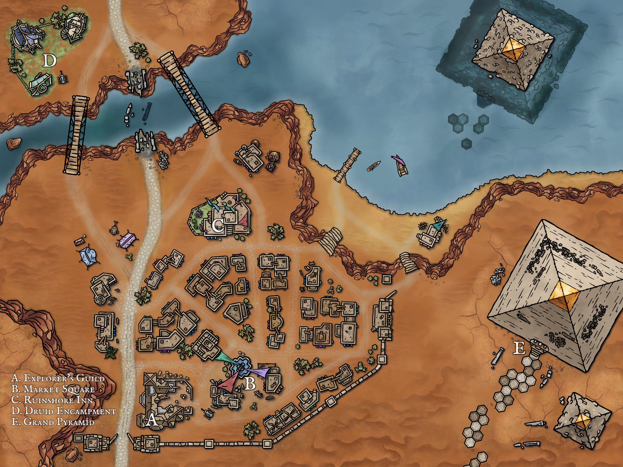 Ruinshore, Desert Outpost | Inkarnate - Create Fantasy Maps Online