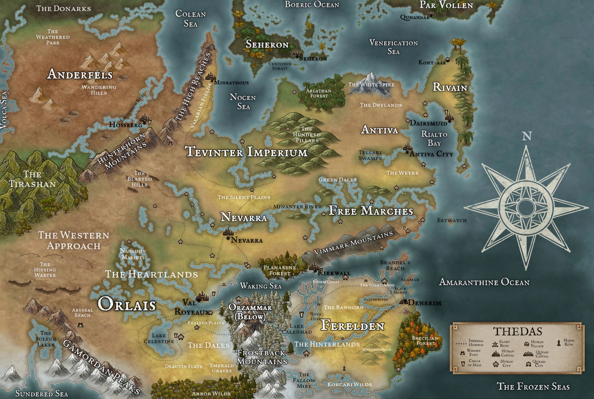 Thedas - World Map | Inkarnate - Create Fantasy Maps Online