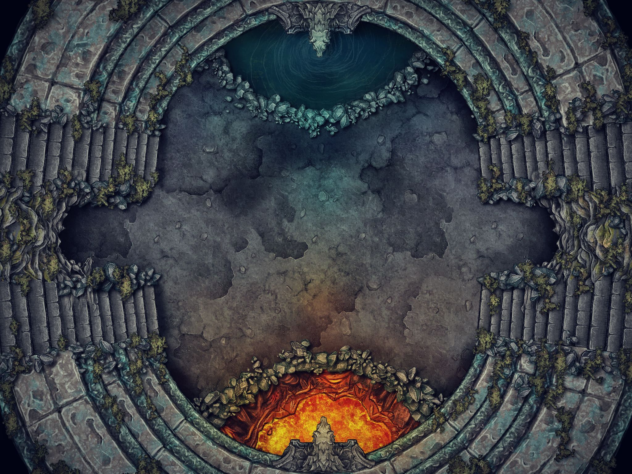 Arena / Cavern Battle / Fire and Water | Inkarnate - Create Fantasy ...