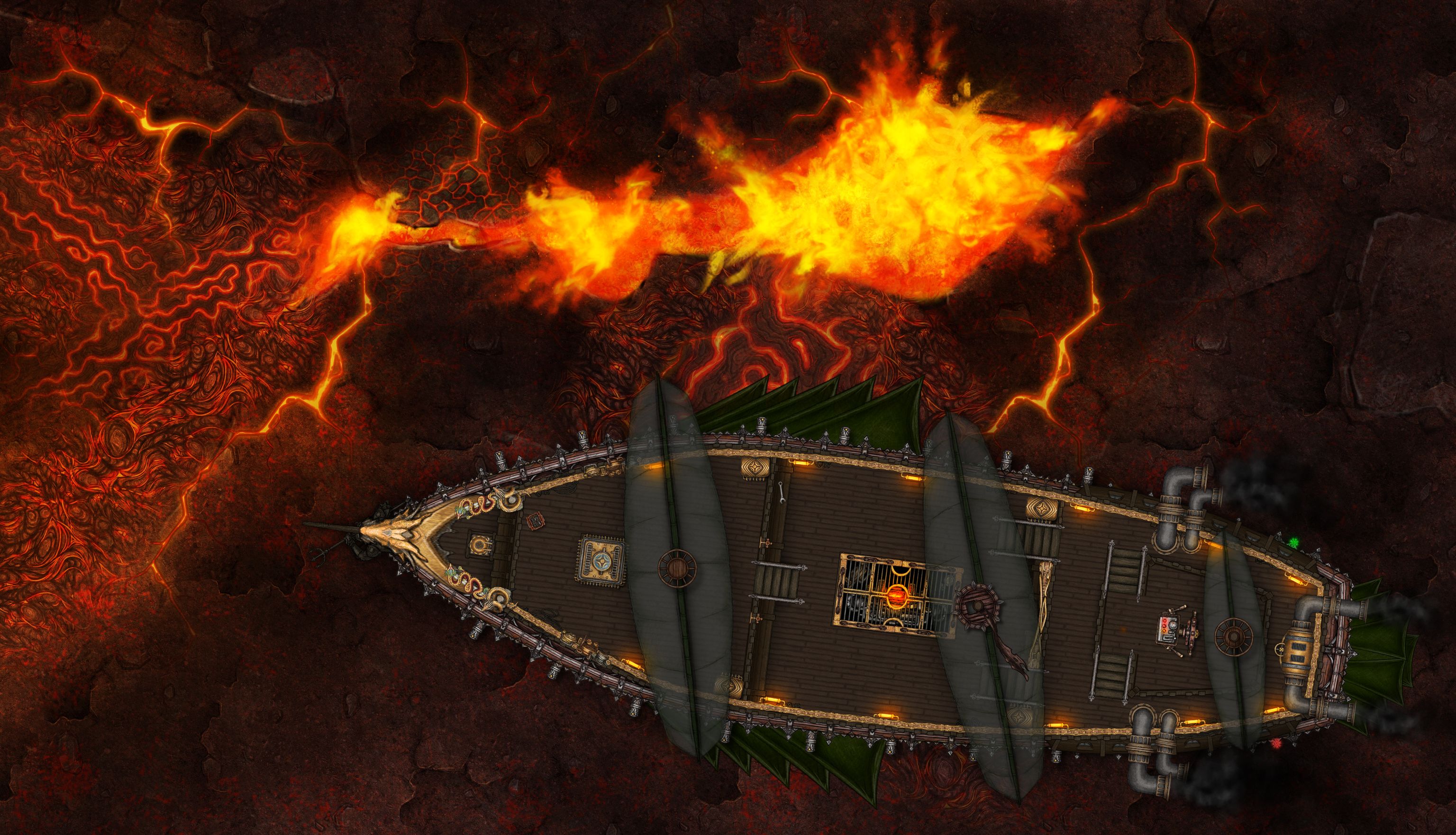 Airship over lava fissure - expedition to Avernus | Inkarnate - Create ...