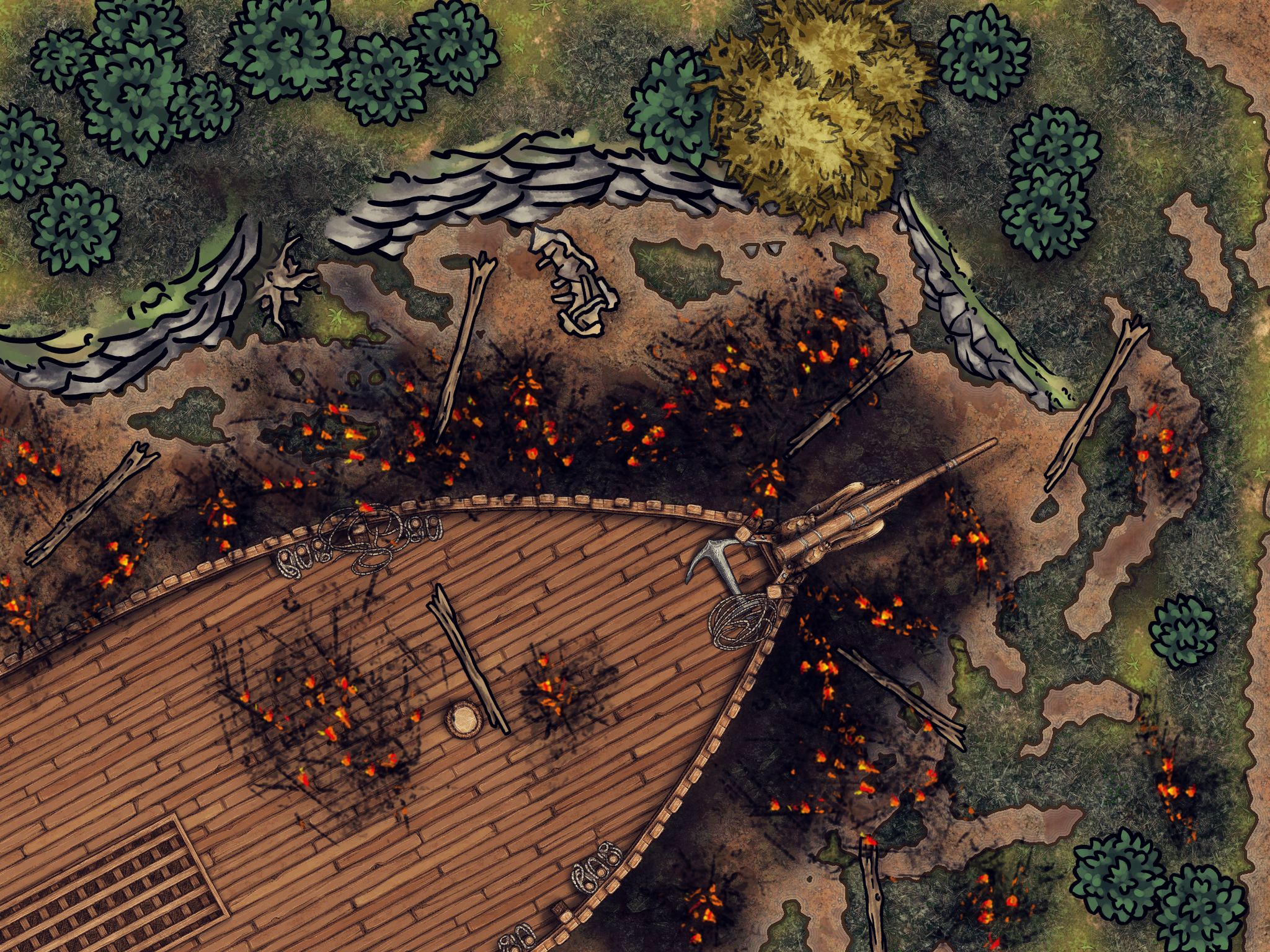 Skyship Crashsite | Inkarnate - Create Fantasy Maps Online