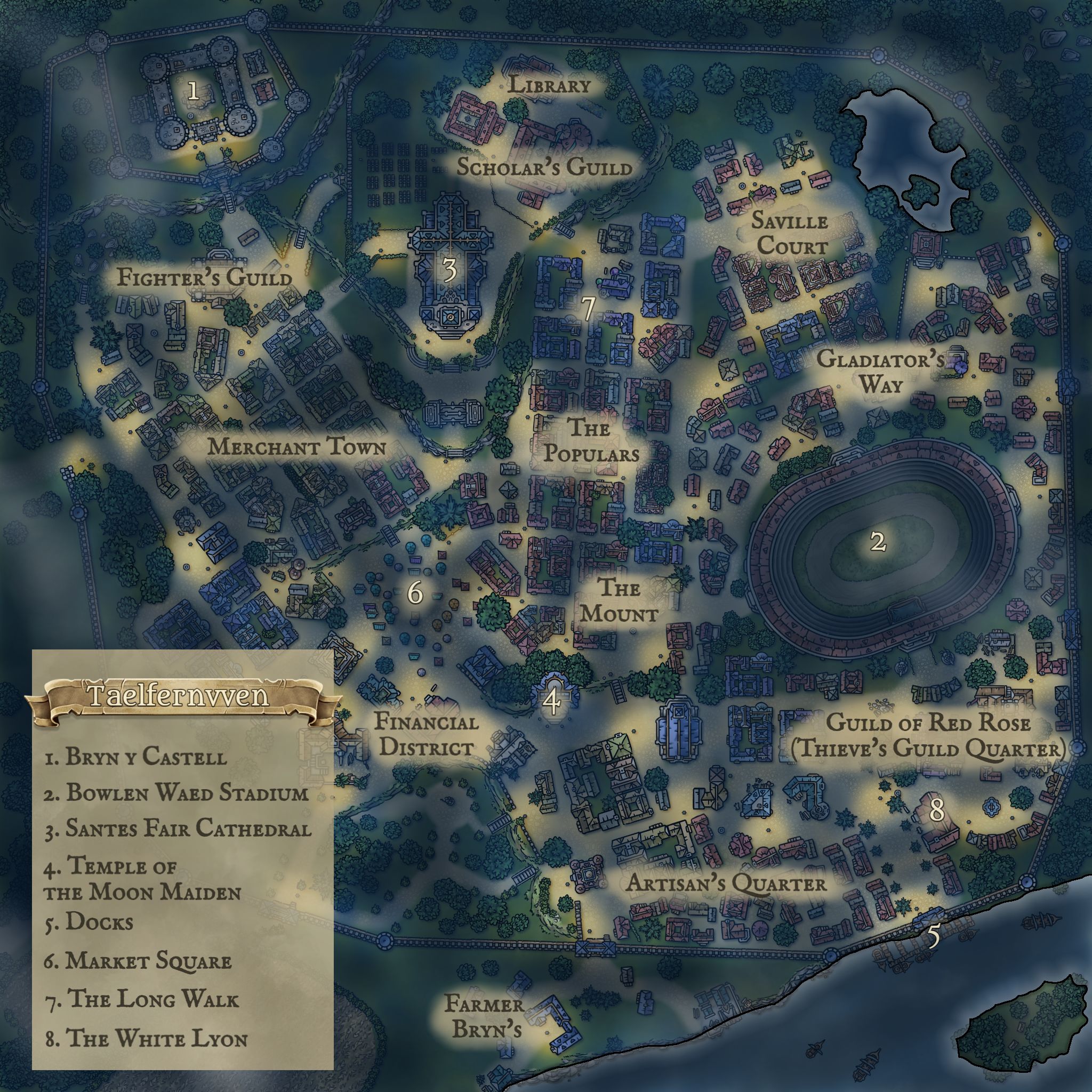 Night Time Labelled | Inkarnate - Create Fantasy Maps Online