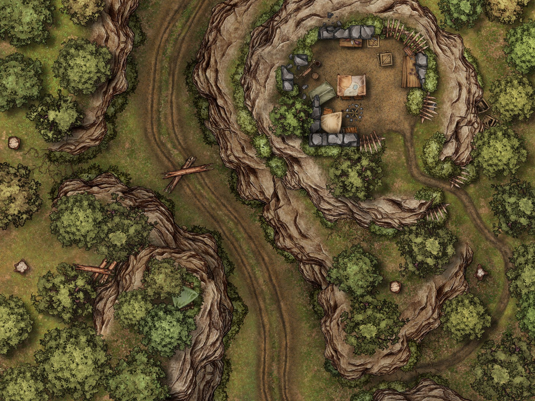 Small bandit camp next to the road (ambush) | Inkarnate - Create ...