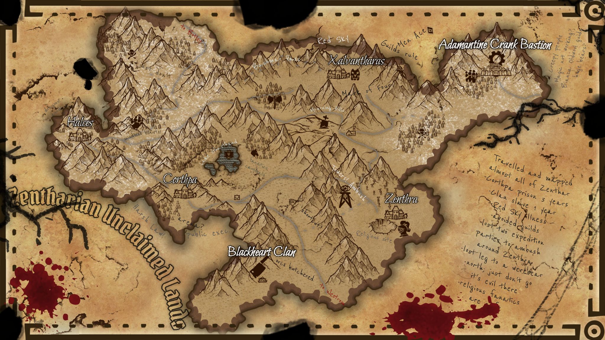 Map of Zentharian Unclaimed Lands | Inkarnate - Create Fantasy Maps Online