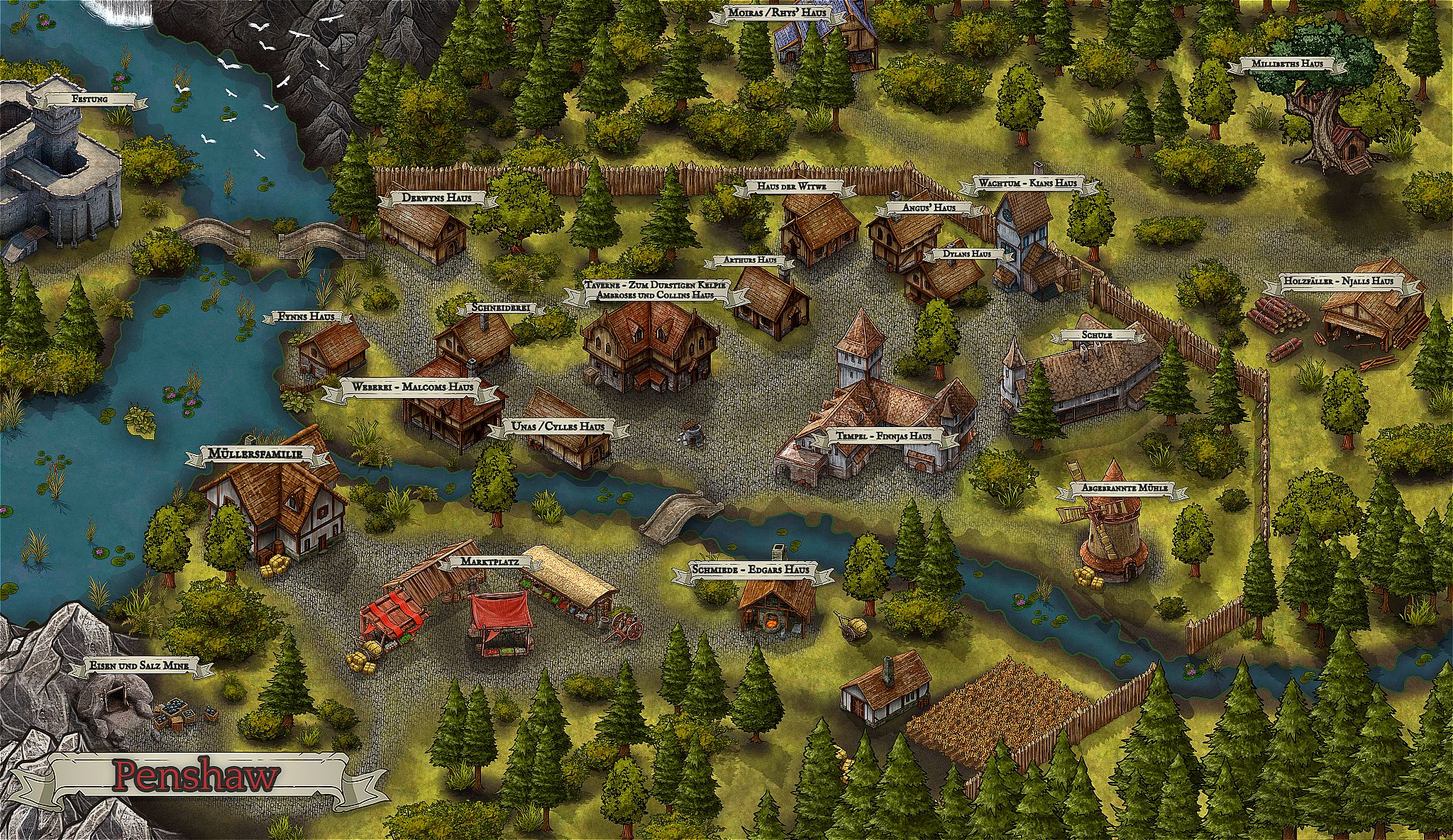 Penshaw Village | Inkarnate - Create Fantasy Maps Online