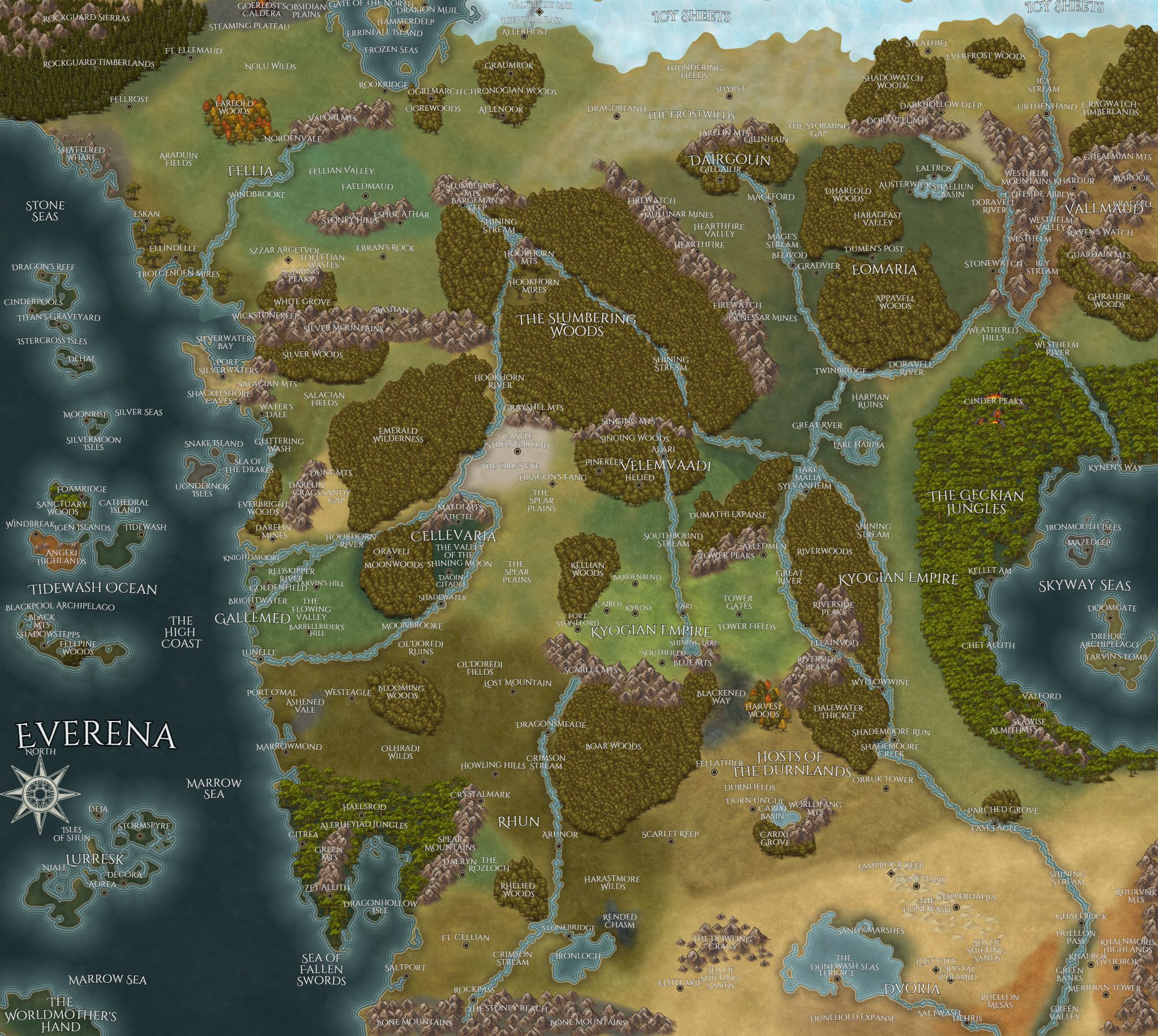 Everena World Map revised | Inkarnate - Create Fantasy Maps Online