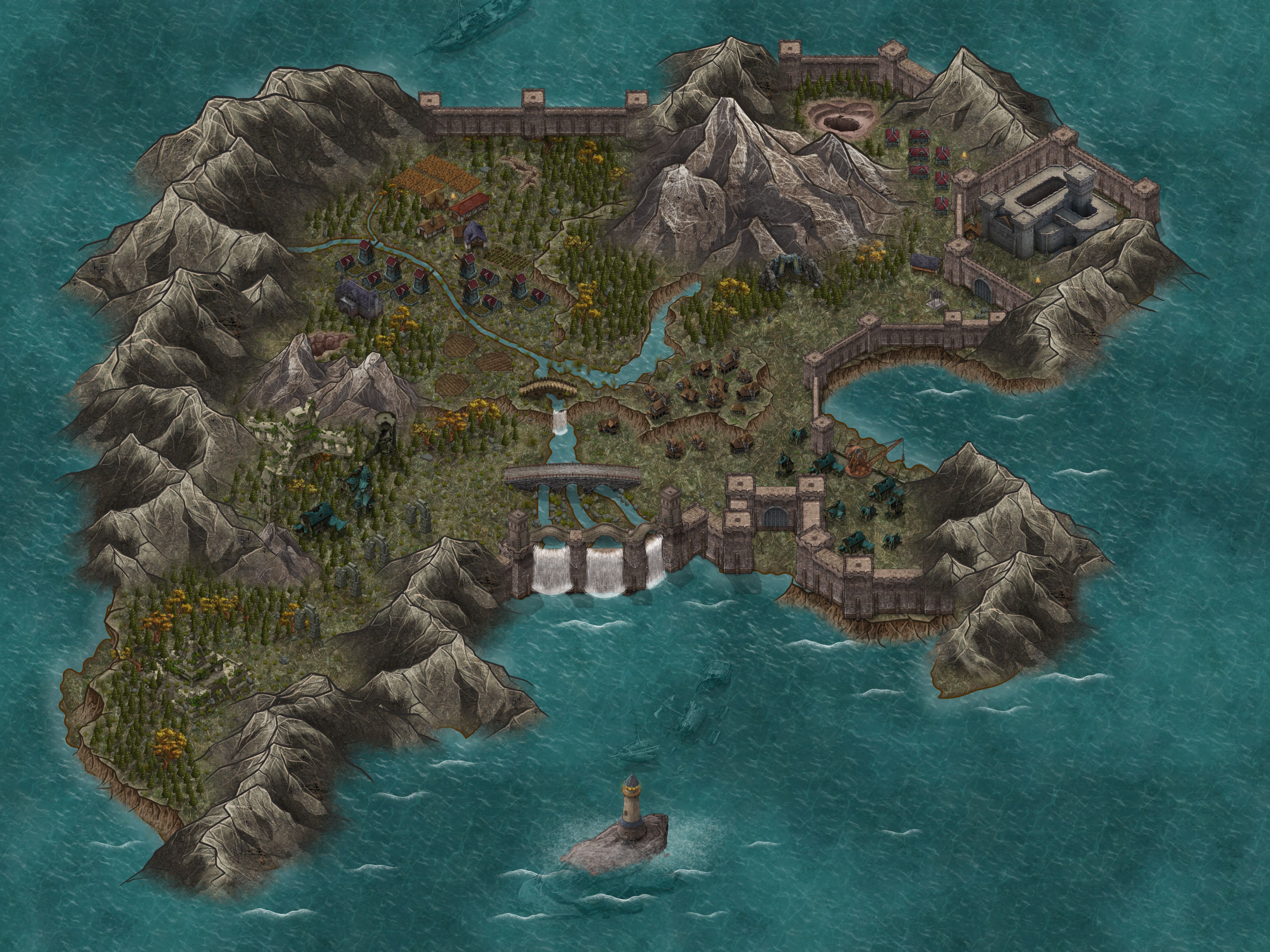 fortress island | Inkarnate - Create Fantasy Maps Online