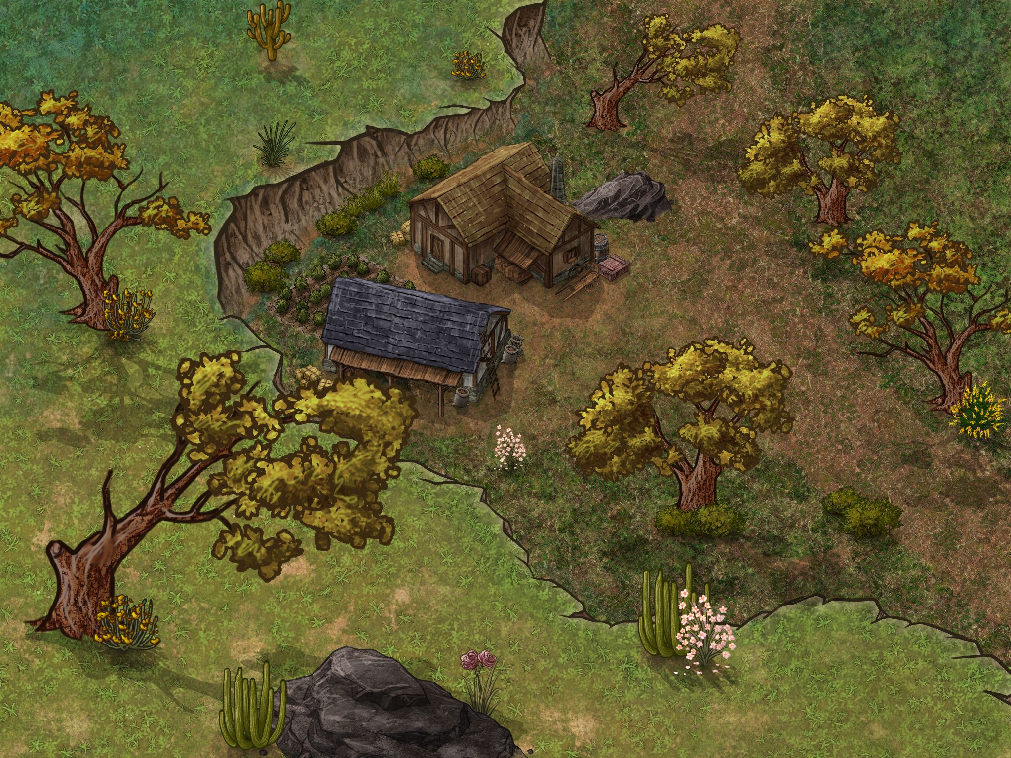 The house under the cliff | Inkarnate - Create Fantasy Maps Online