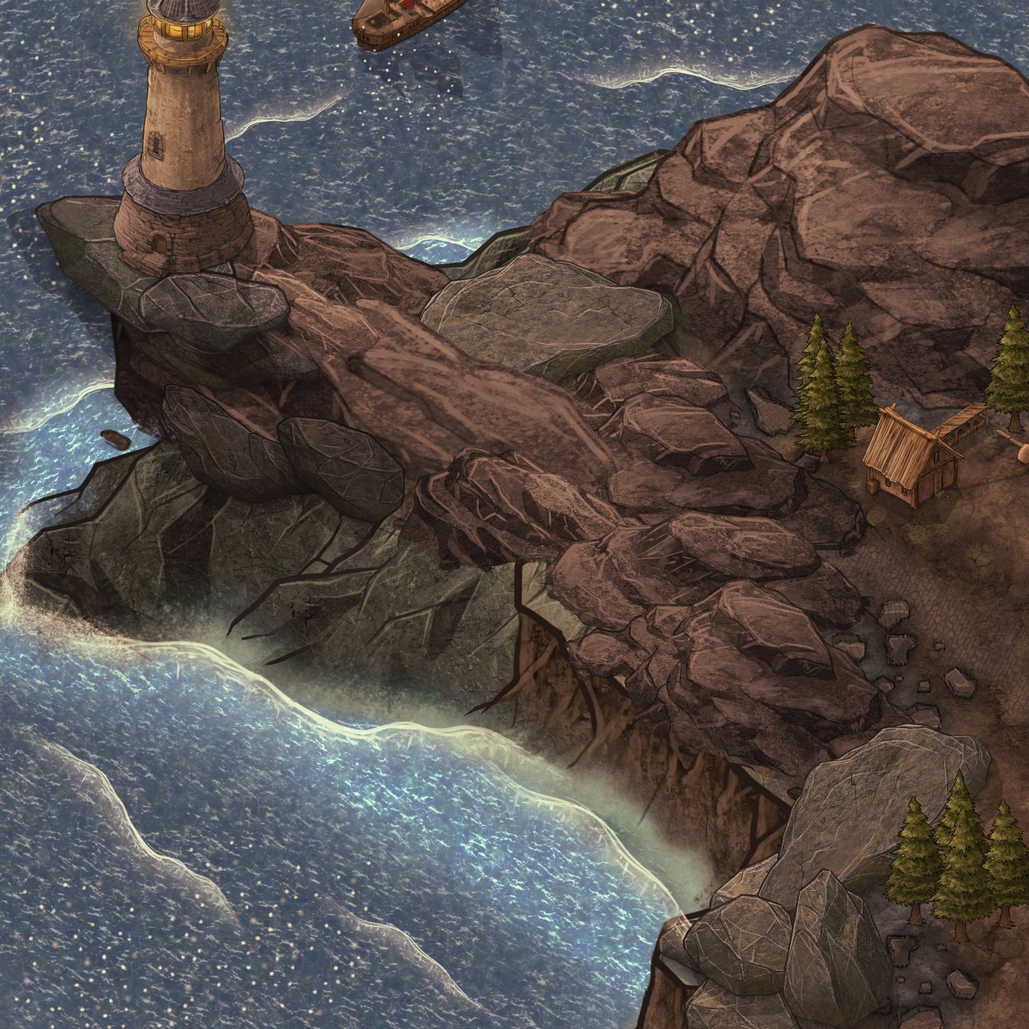 Cliff with lighthouse | Inkarnate - Create Fantasy Maps Online