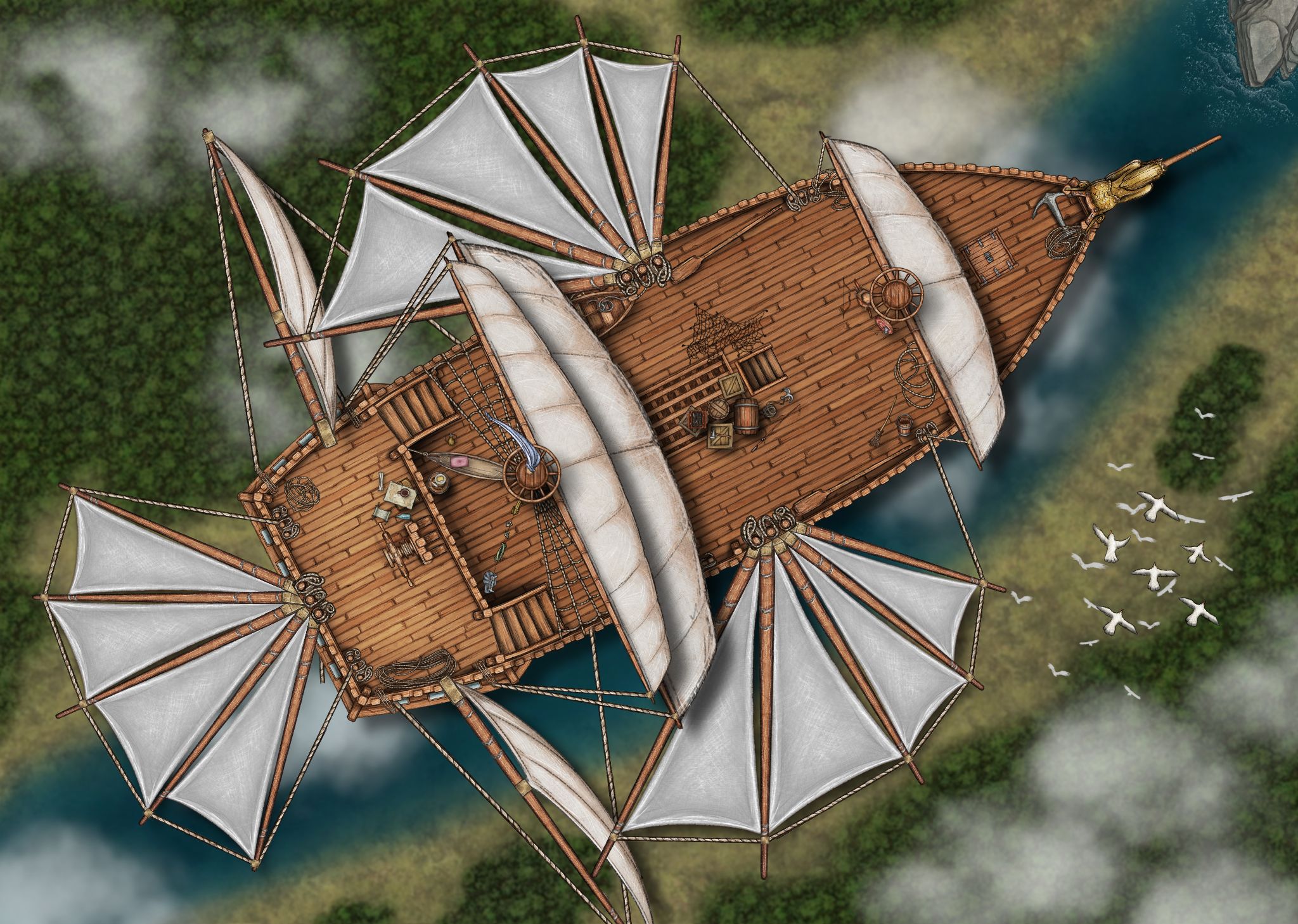 Flying Femme Fatale / Flying Ship | Inkarnate - Create Fantasy Maps Online