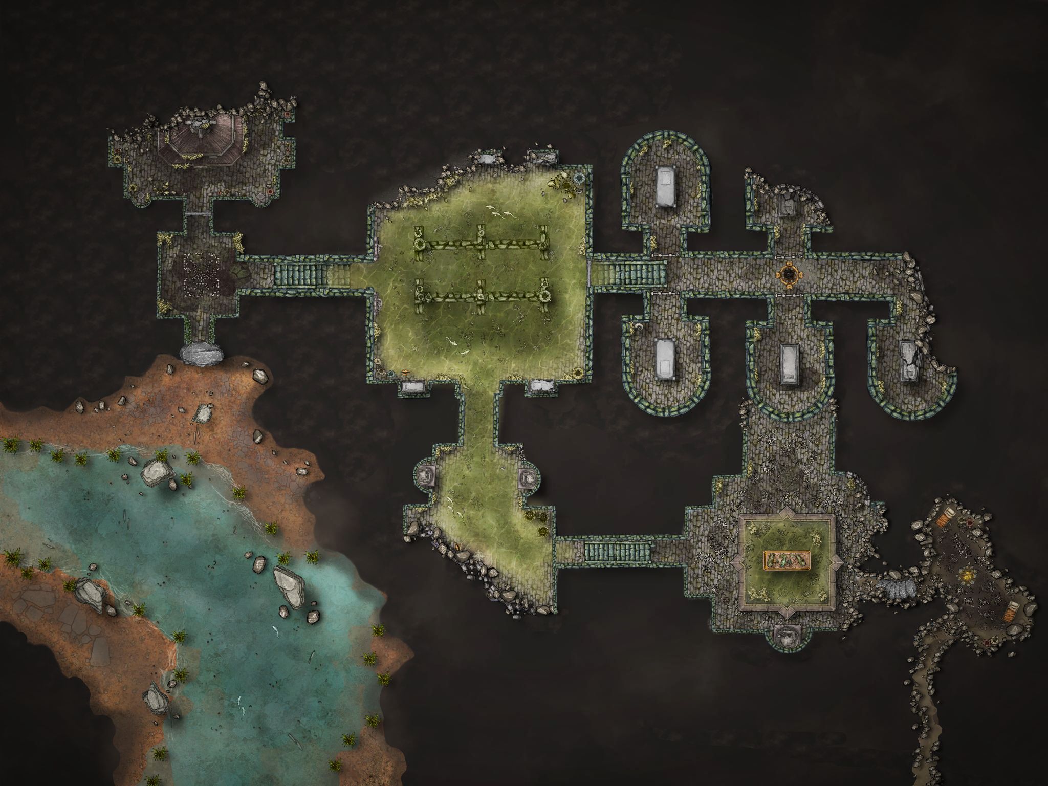 Flooded Temple | Inkarnate - Create Fantasy Maps Online