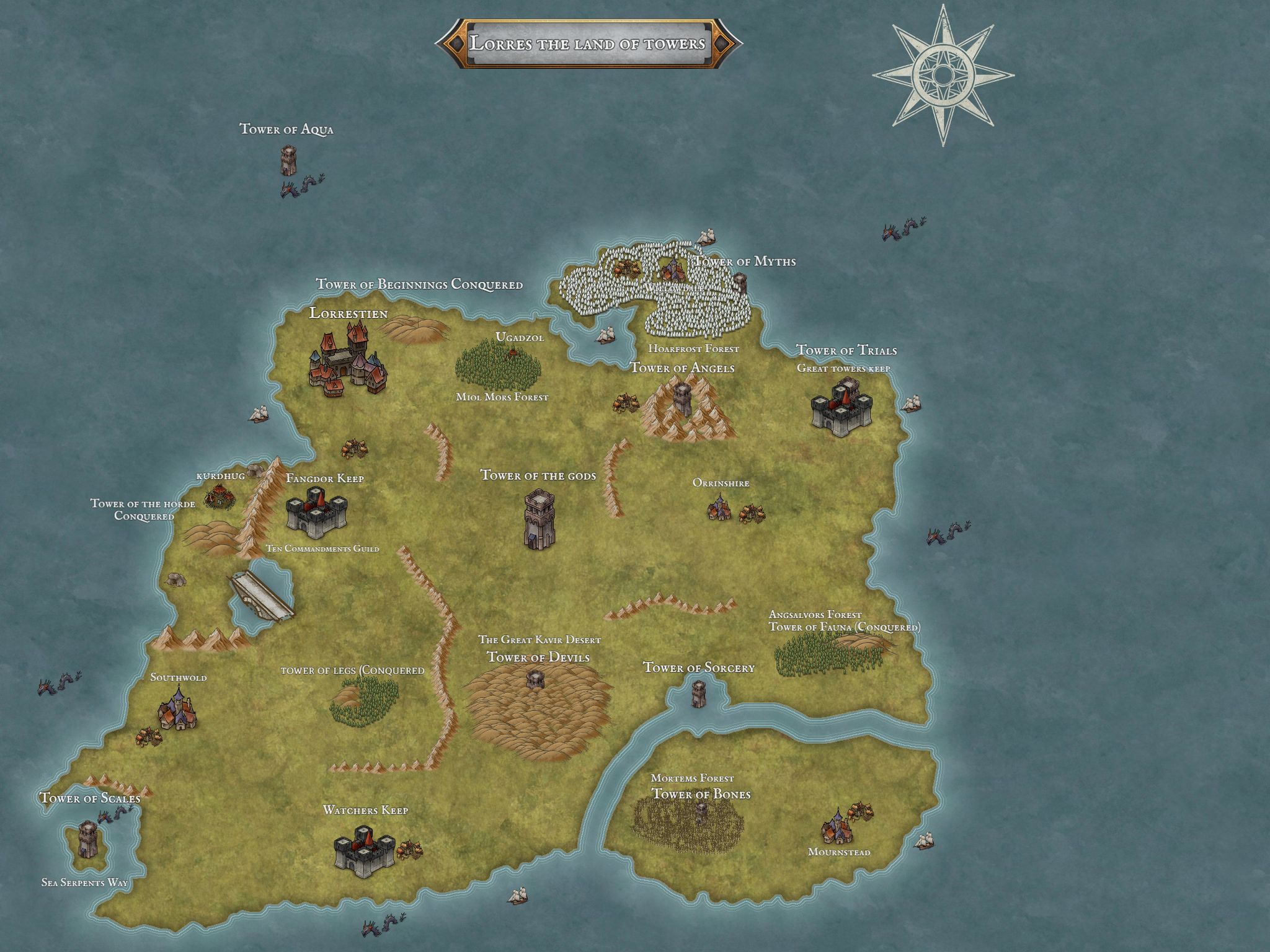 Lorres the land of towers | Inkarnate - Create Fantasy Maps Online
