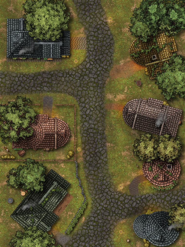 Village Road #1 (Post-Raid) | Inkarnate - Create Fantasy Maps Online