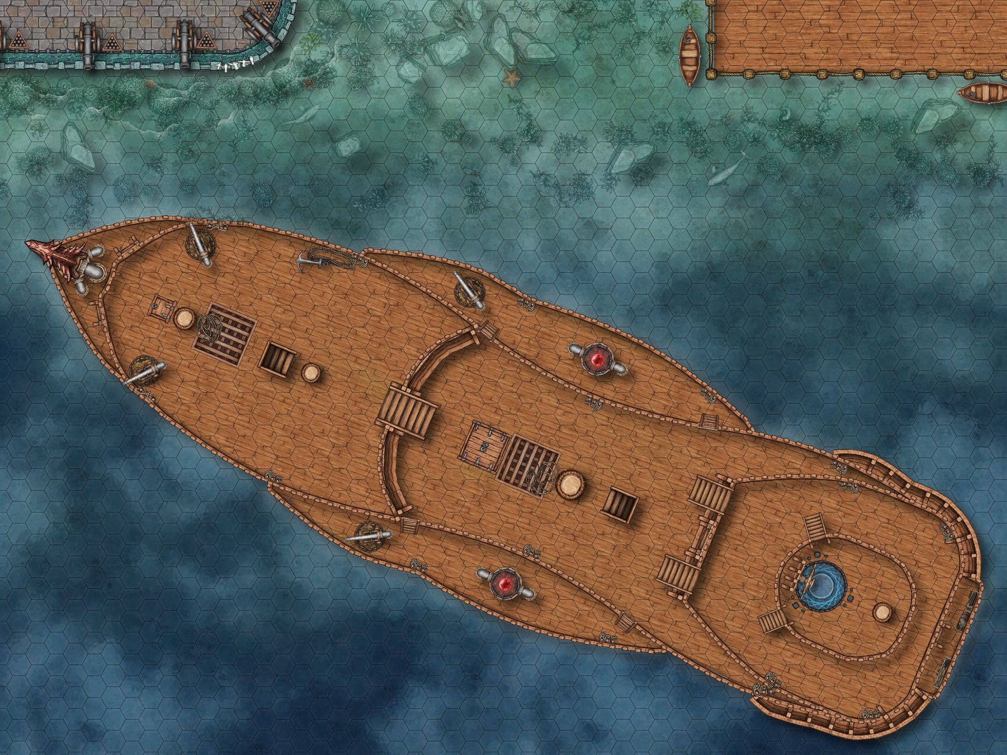 Magical Ship in Bay (Hex Battlemap) | Inkarnate - Create Fantasy Maps ...