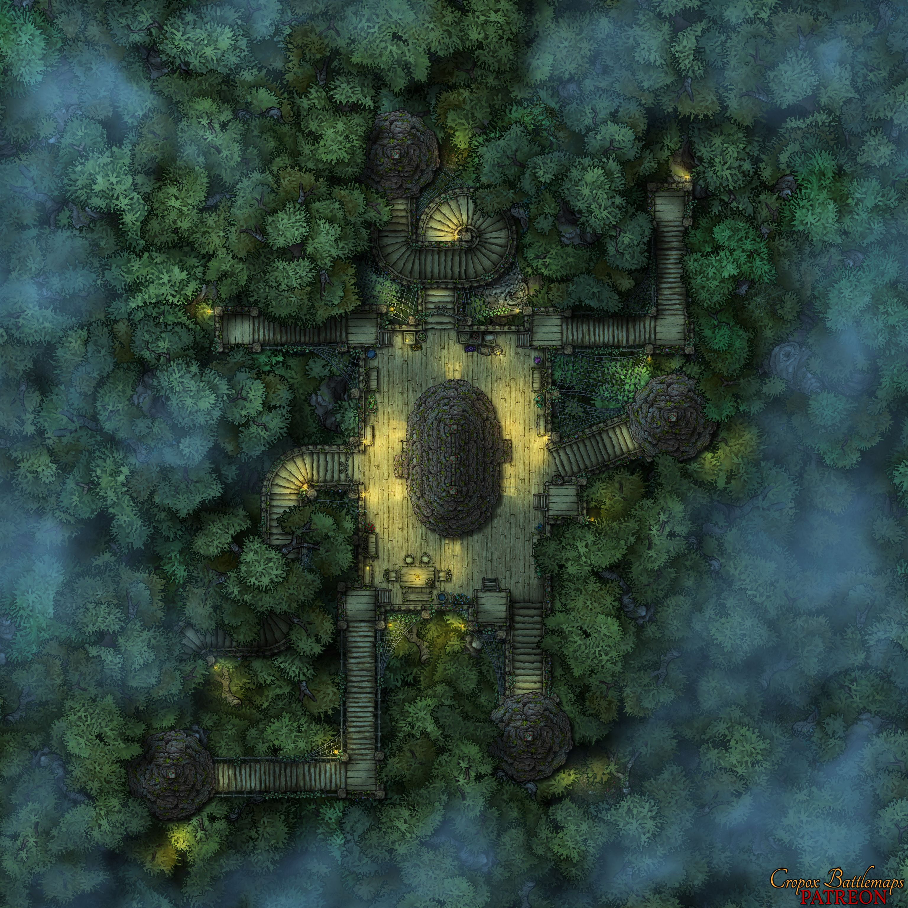 Tree House [25x25] night variation | Inkarnate - Create Fantasy Maps Online