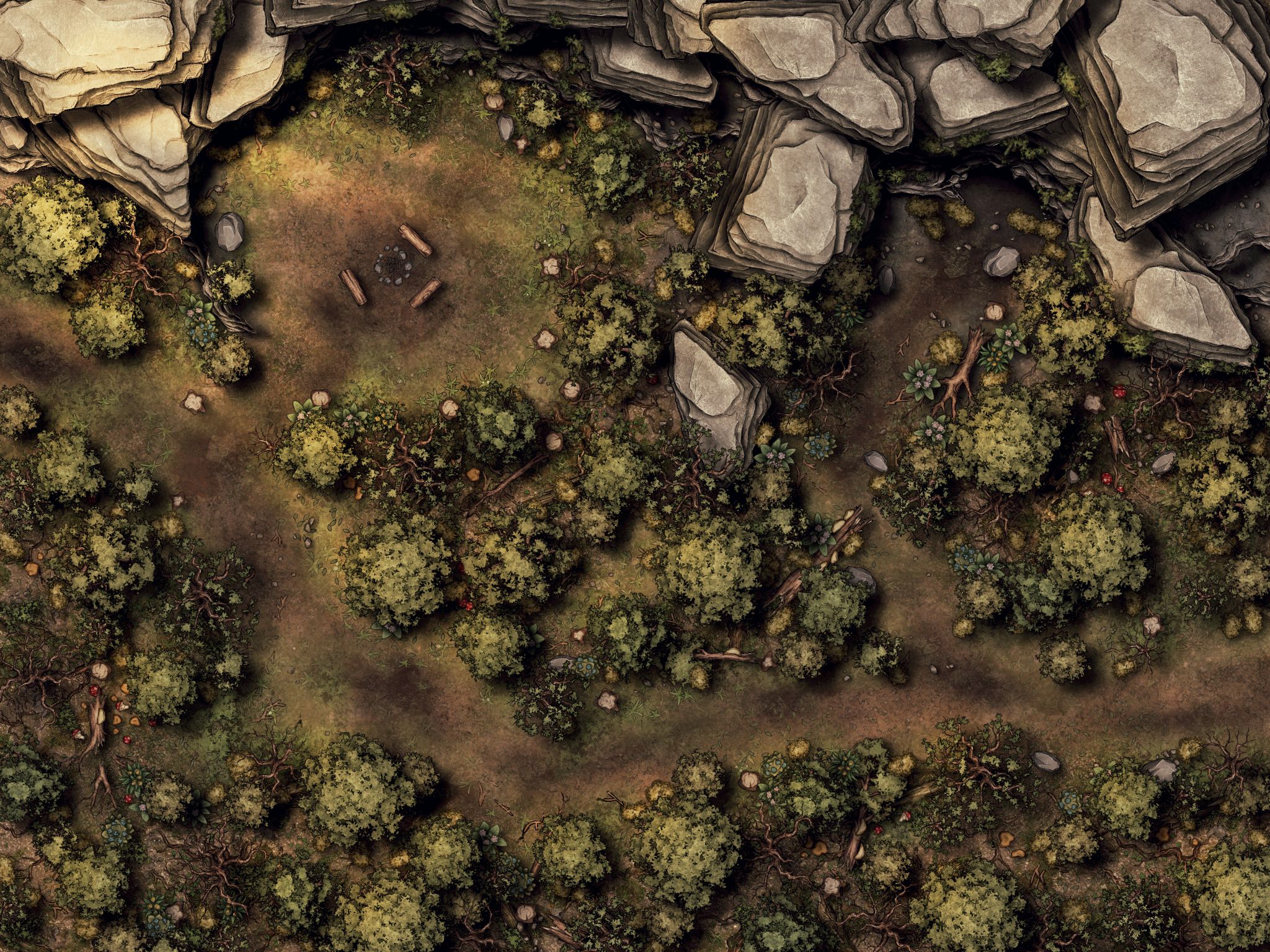 Forest Road with Cave | Inkarnate - Create Fantasy Maps Online