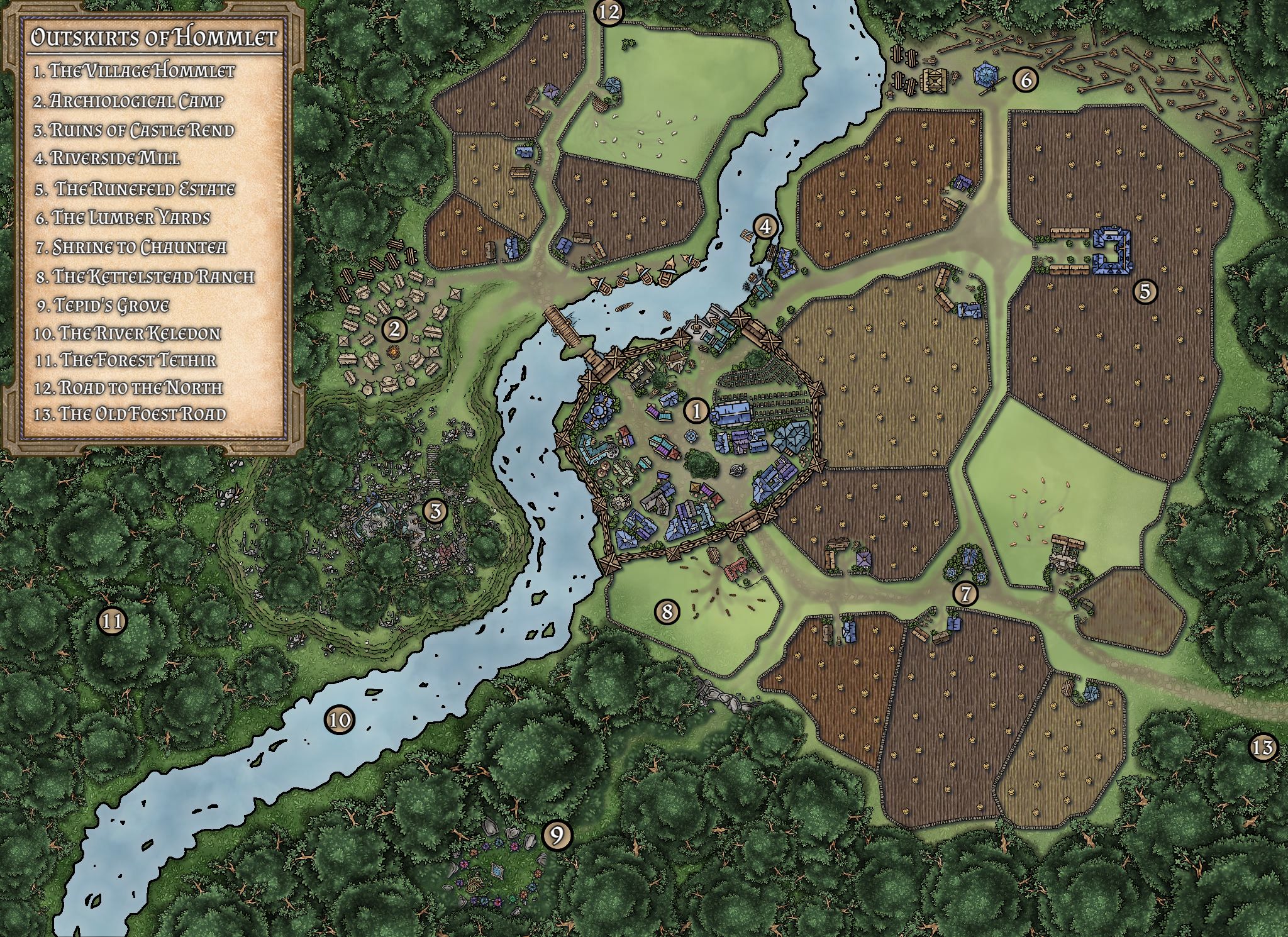 Village of Hommlet (Marked) | Inkarnate - Create Fantasy Maps Online