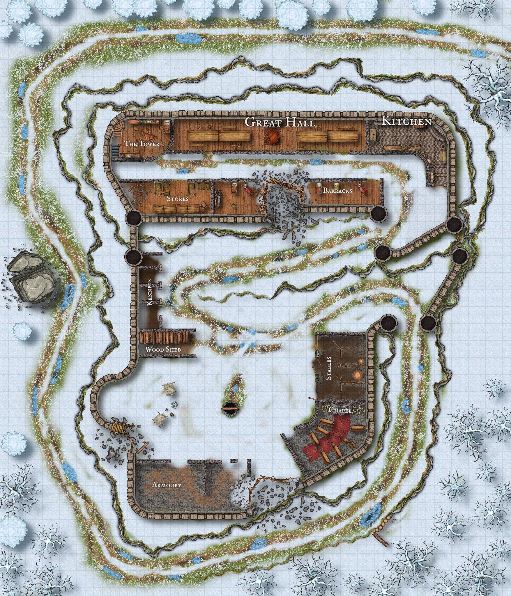 Old Fort Exterior (Ruined) (WINTER) | Inkarnate - Create Fantasy Maps ...