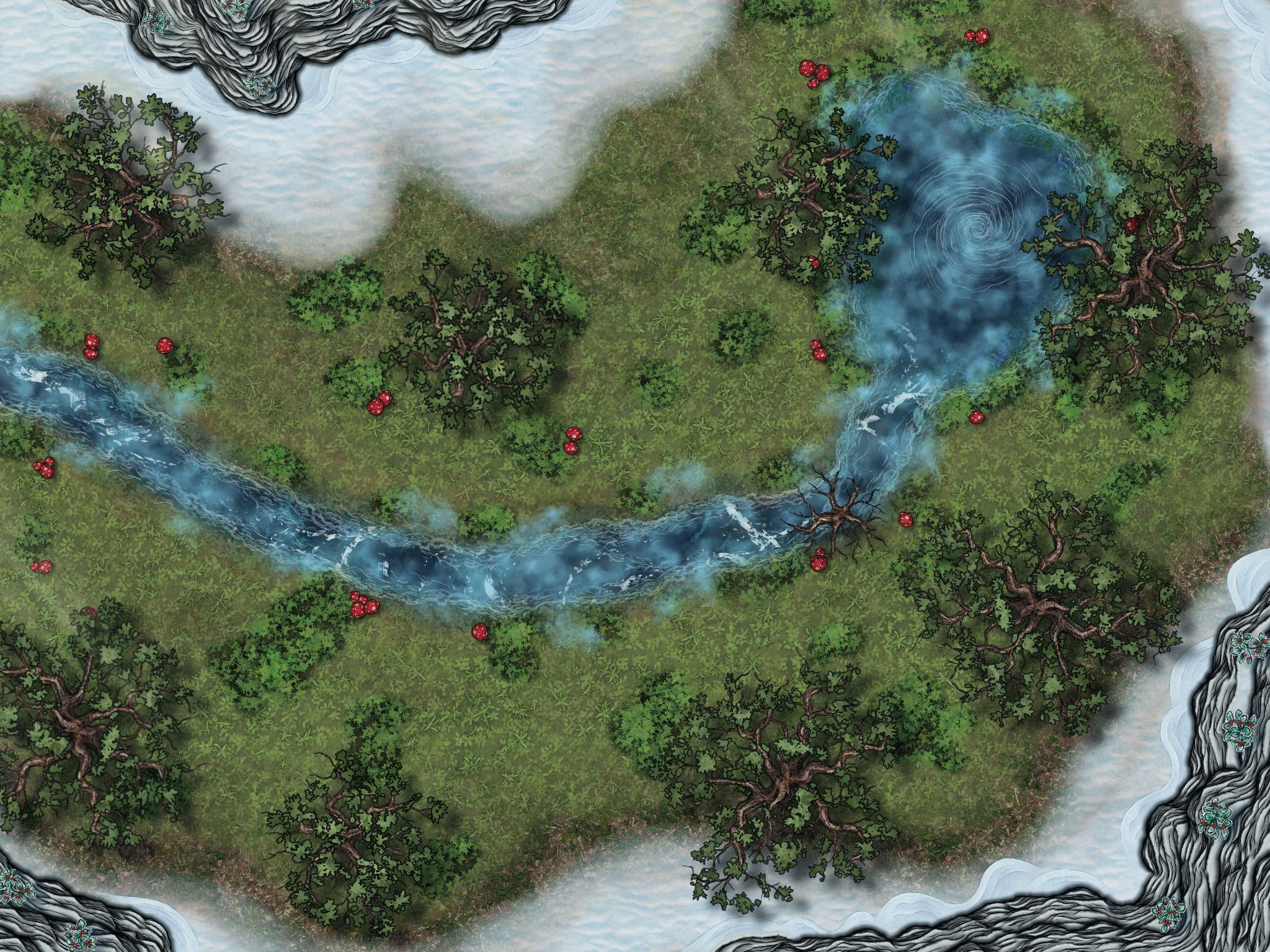 Mountain Hot Spring | Inkarnate - Create Fantasy Maps Online