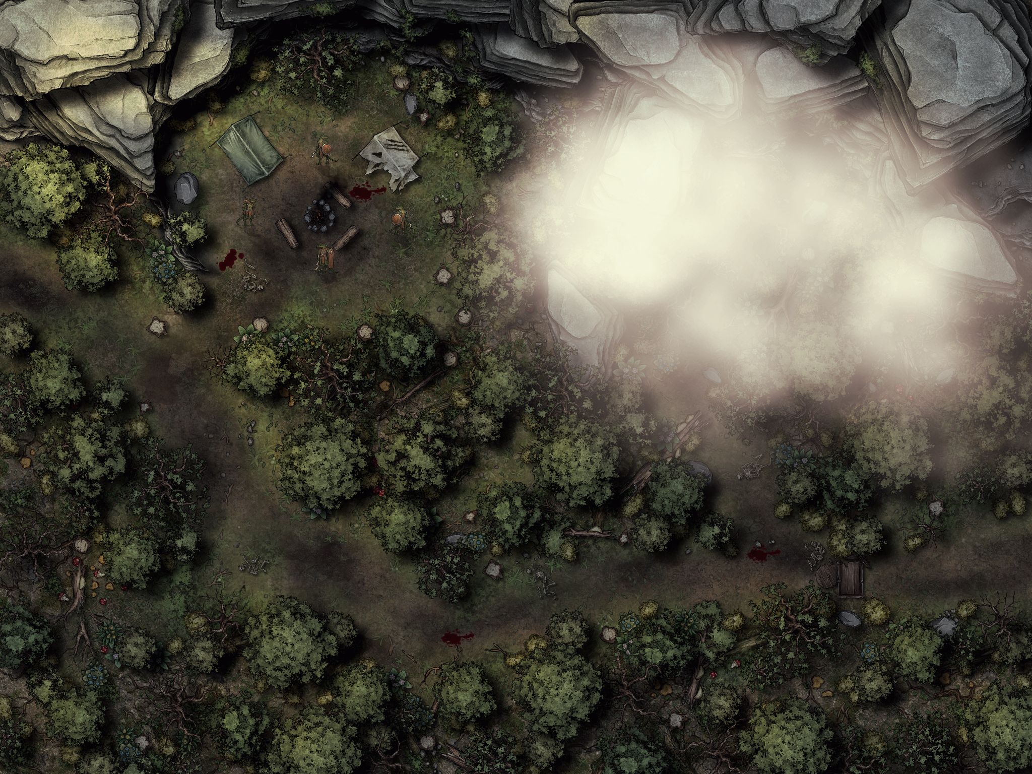 Forest Road with Cave 4 | Inkarnate - Create Fantasy Maps Online