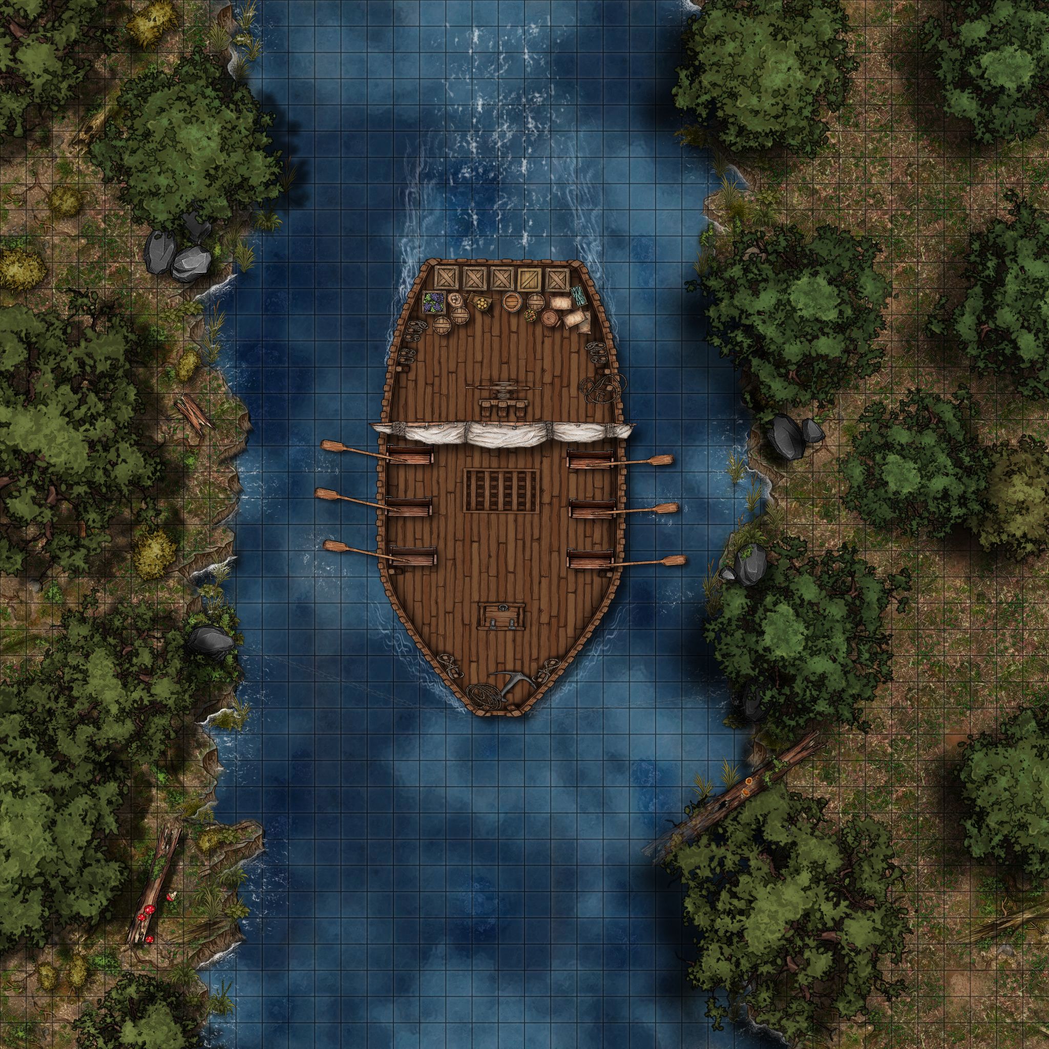 river boat ambush | Inkarnate - Create Fantasy Maps Online