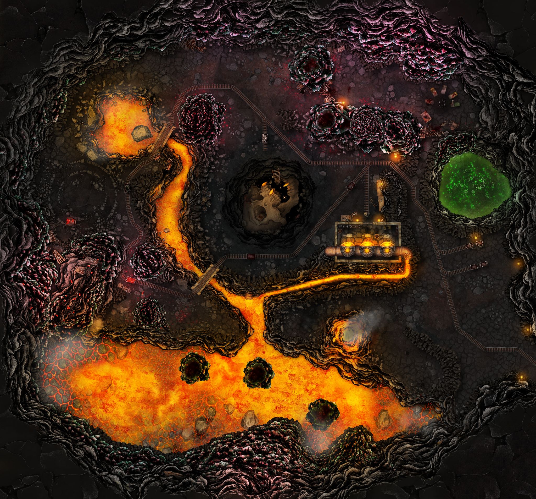 Volcano ruby mine dungeon battle map | Inkarnate - Create Fantasy Maps ...